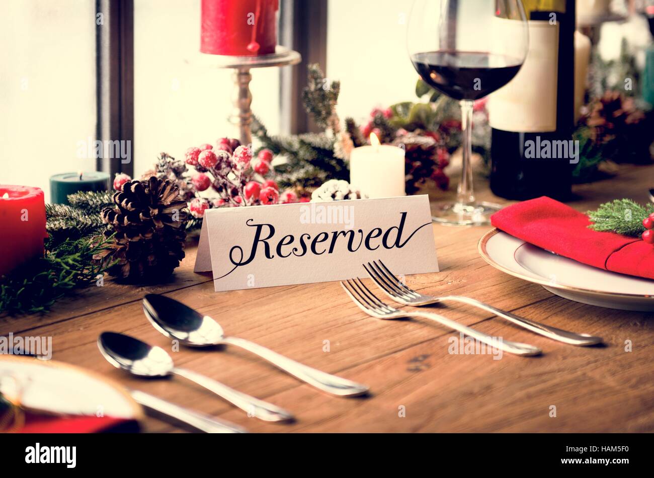 Christmas Family Dinner Table Concept Stock Photo - Alamy