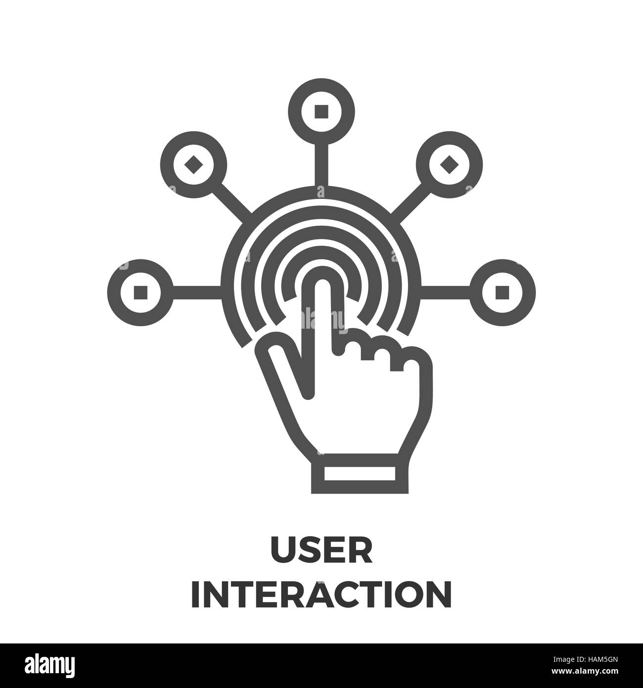 User Interaction Thin Line Vector Icon Isolated on the White Background ...