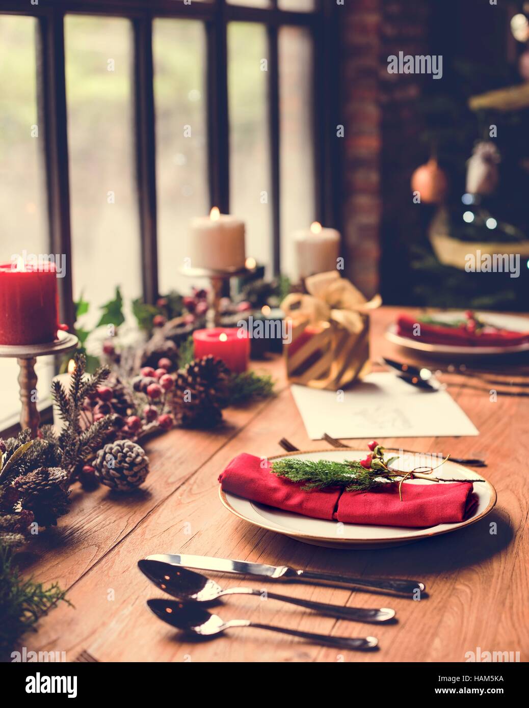 Christmas Family Dinner Table Concept Stock Photo - Alamy