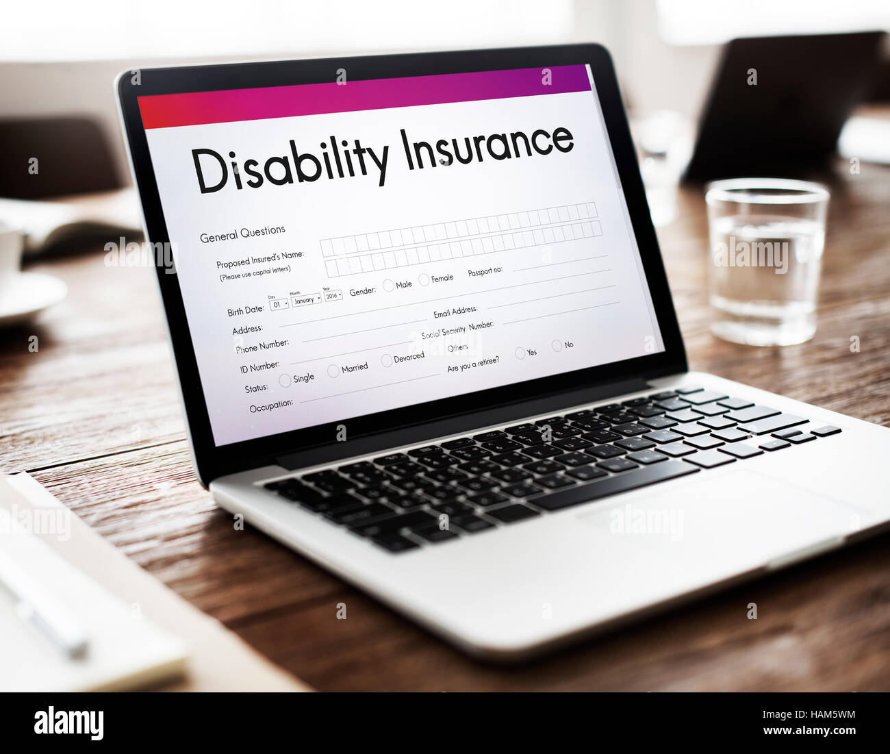 Disability Insurance Claim Form Document Concept Stock Photo - Alamy
