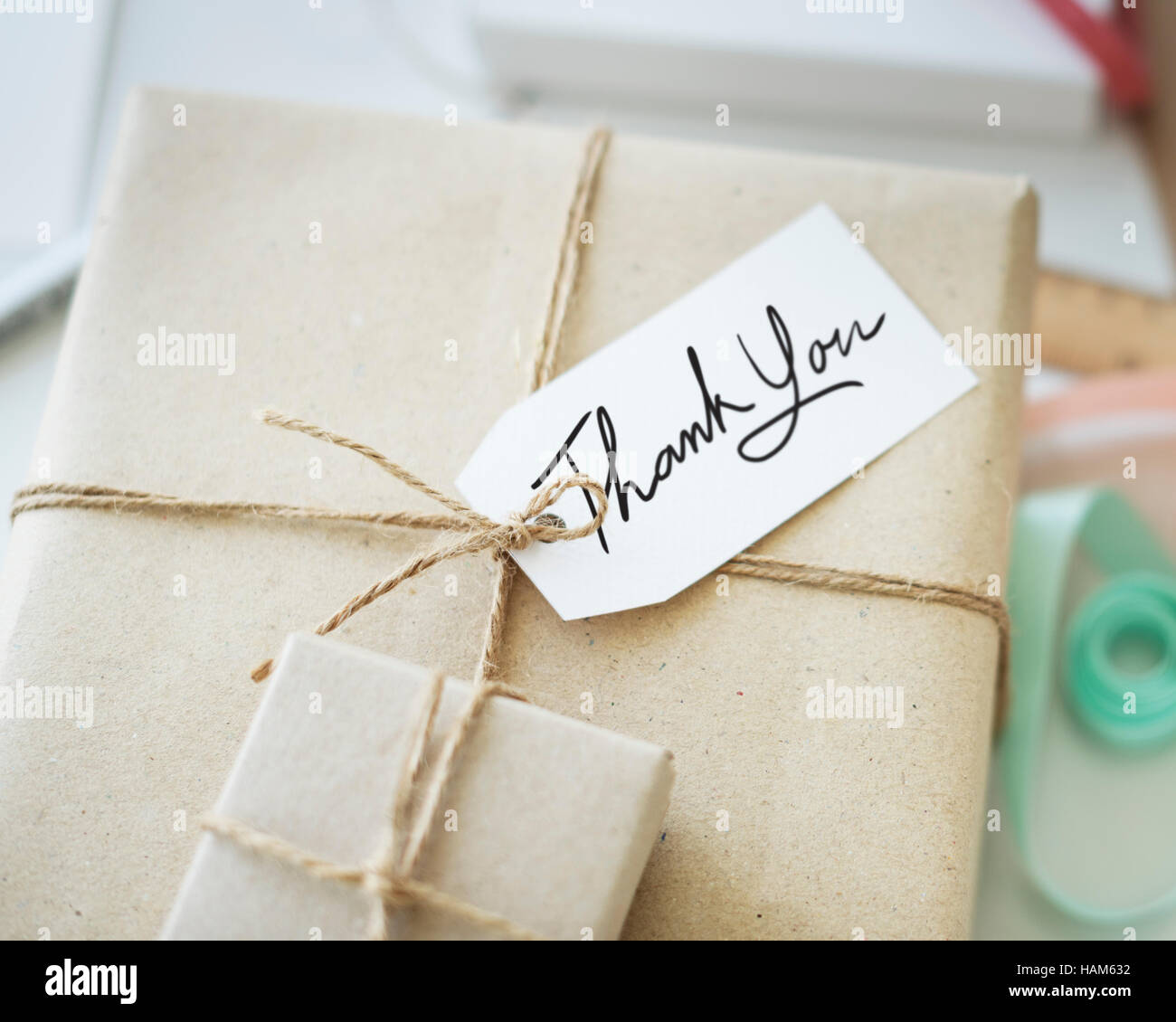 Thank You Gift Message Present Packing Concept Stock Photo - Alamy