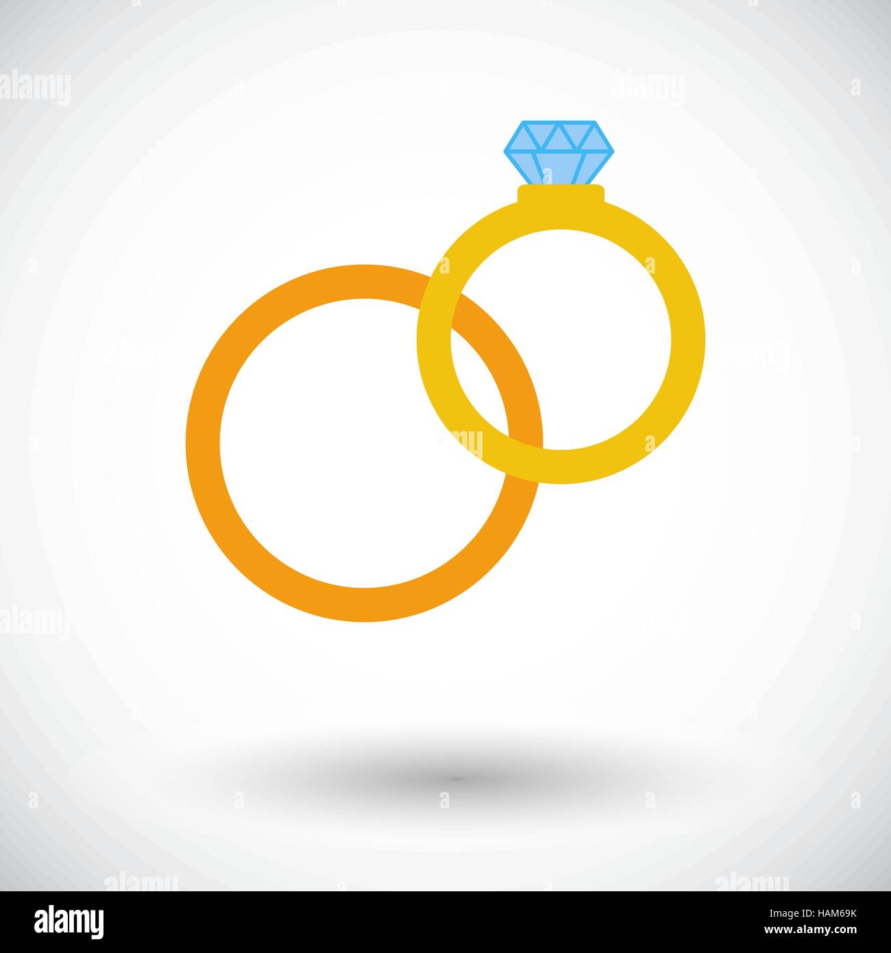 Wedding rings. Single flat icon on white background. Vector ...