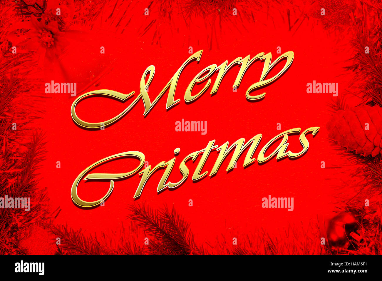 Merry christmas on rustic canvas fabric texture in red color Stock ...