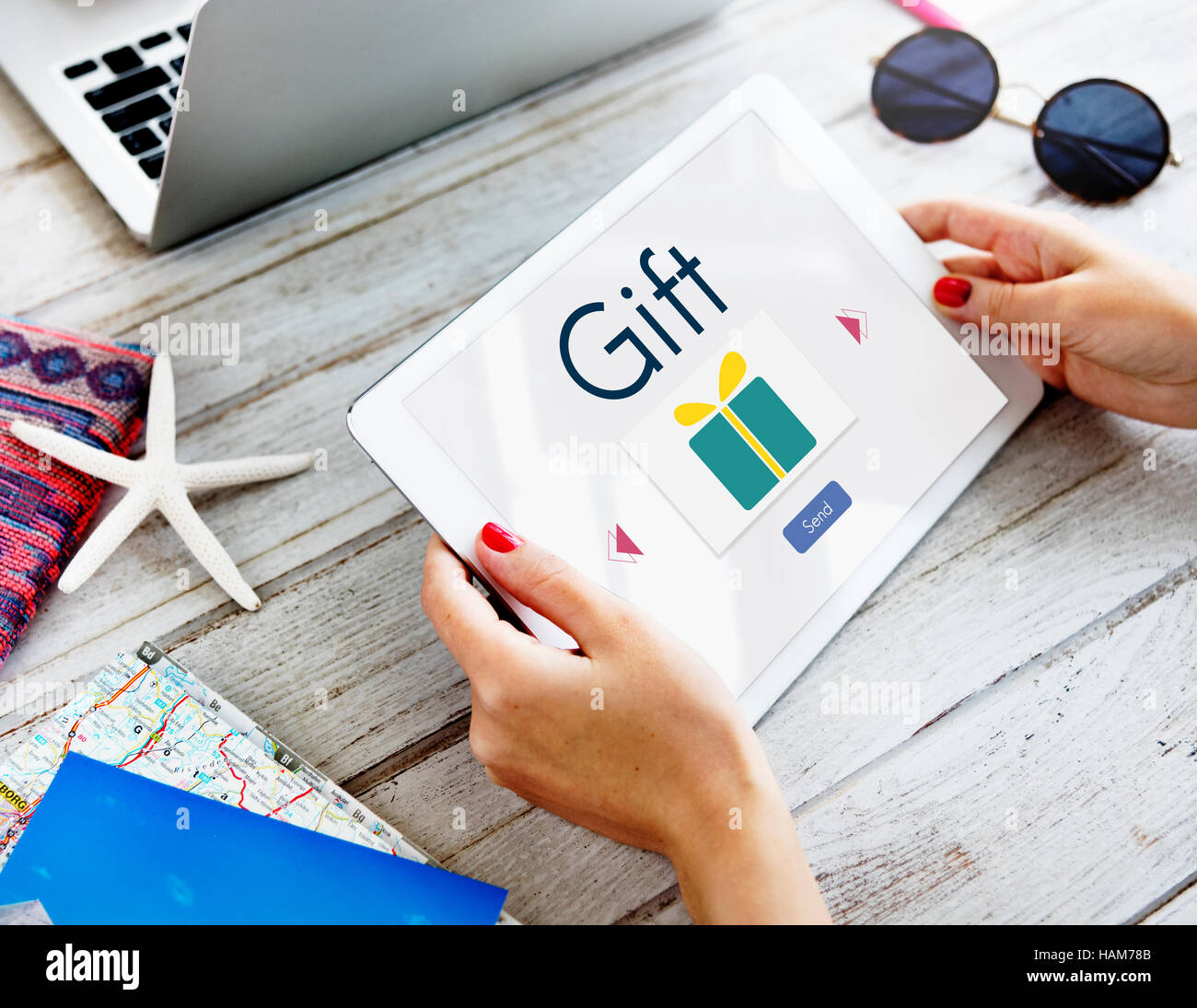 Send Present Gift Box Surprise Concept Stock Photo - Alamy