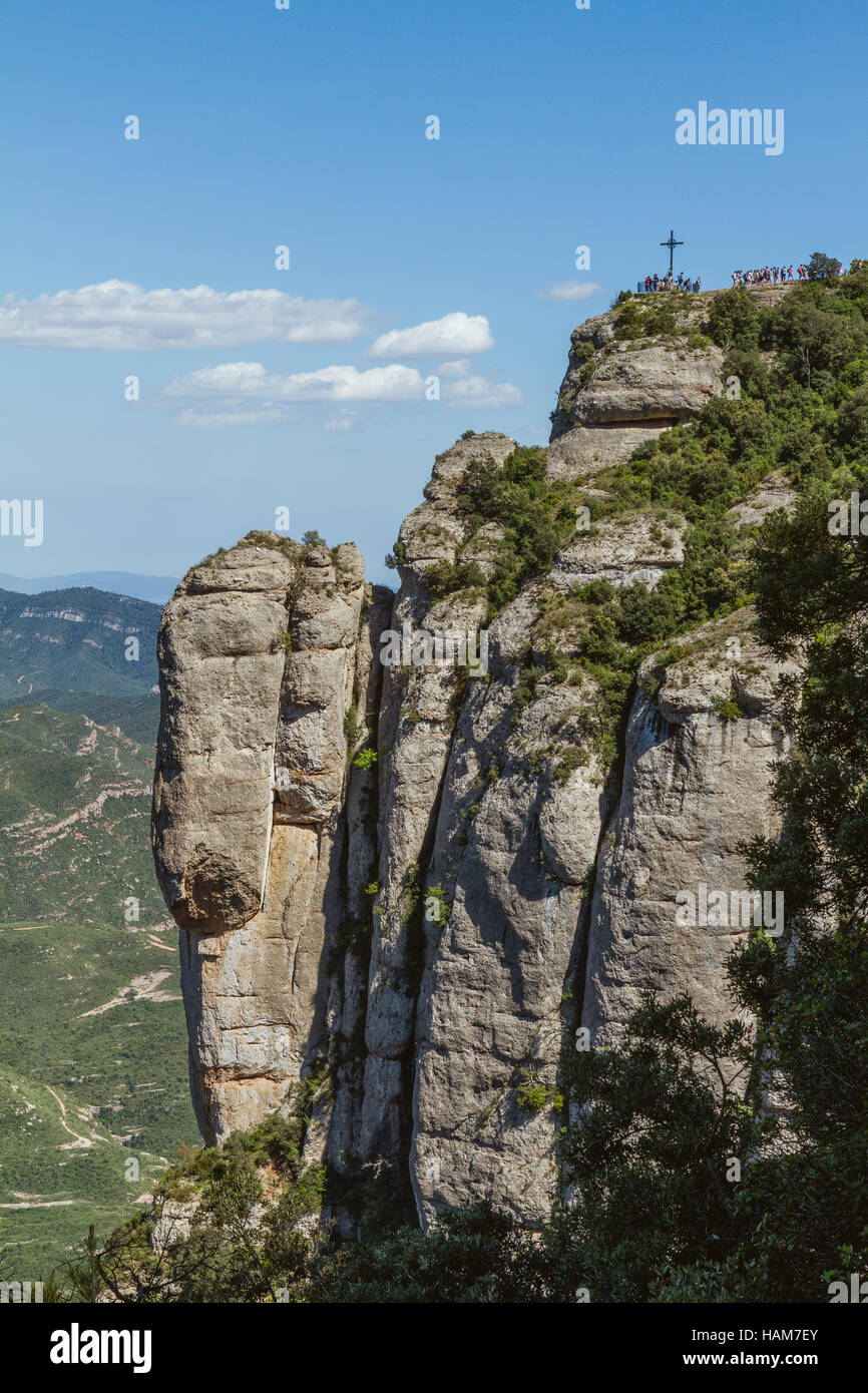 Climbers climbing mountain montserrat hi-res stock photography and ...