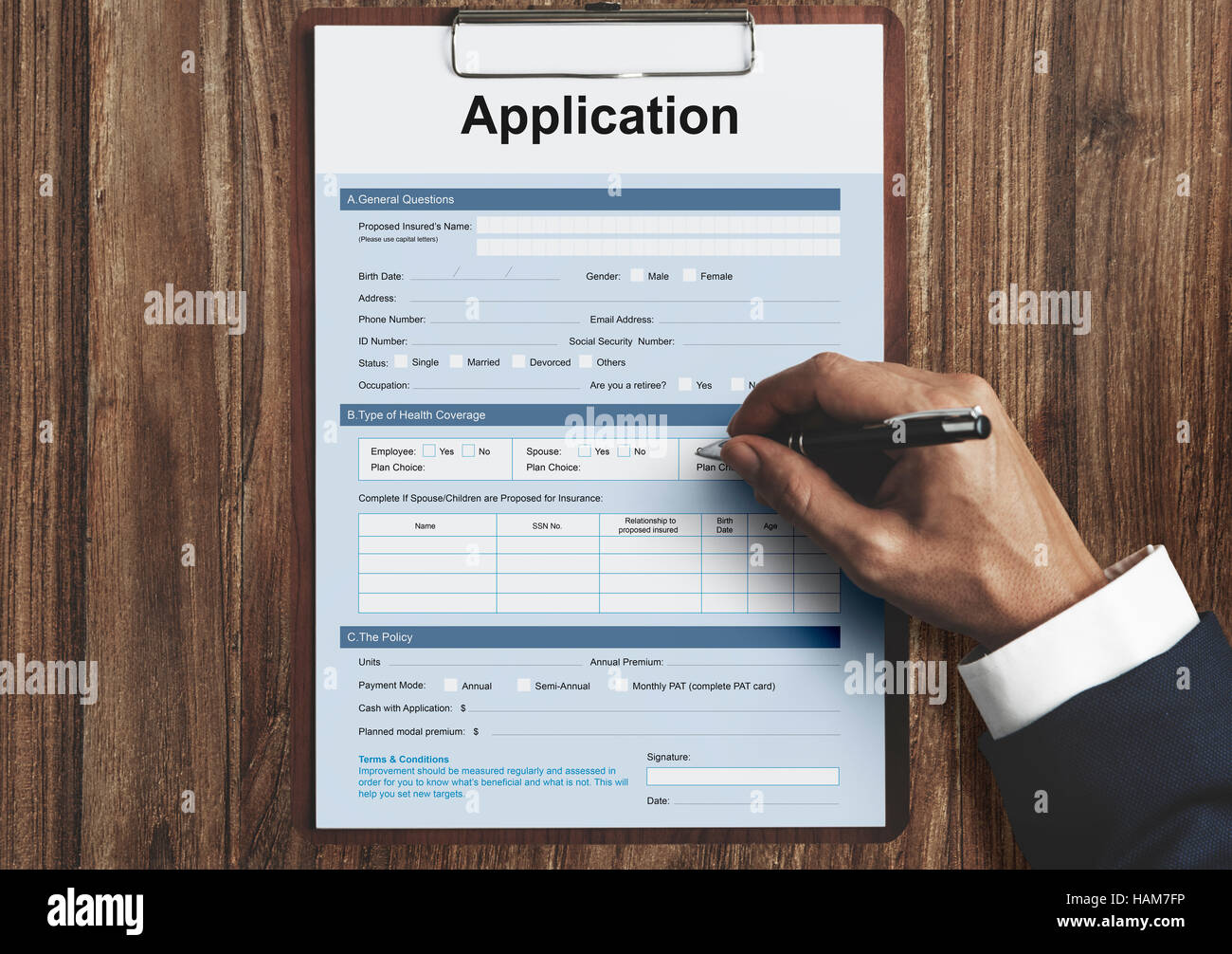 Application Form Employment Document Concept Stock Photo - Alamy