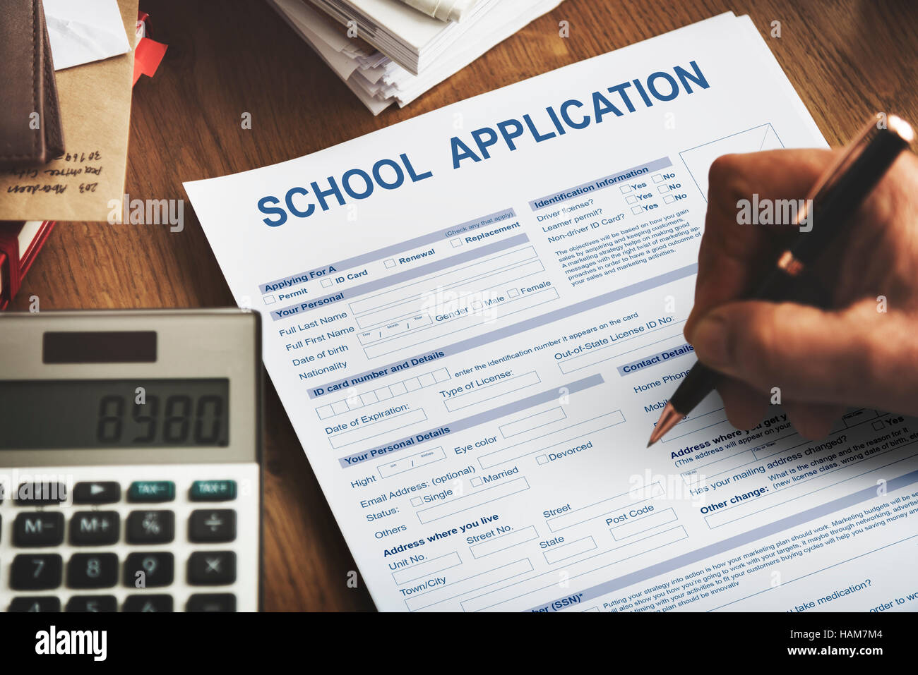 School Application Form Academic Concept Stock Photo - Alamy