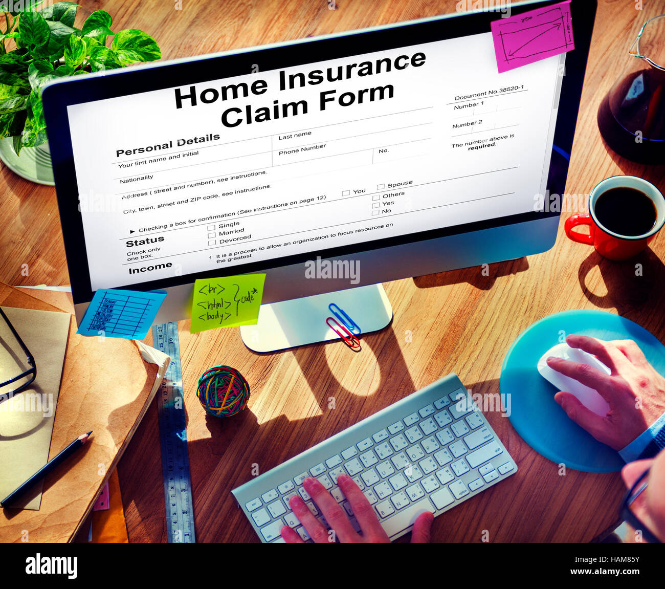 Home Insurance Claim Form Document Refund Concept Stock Photo - Alamy
