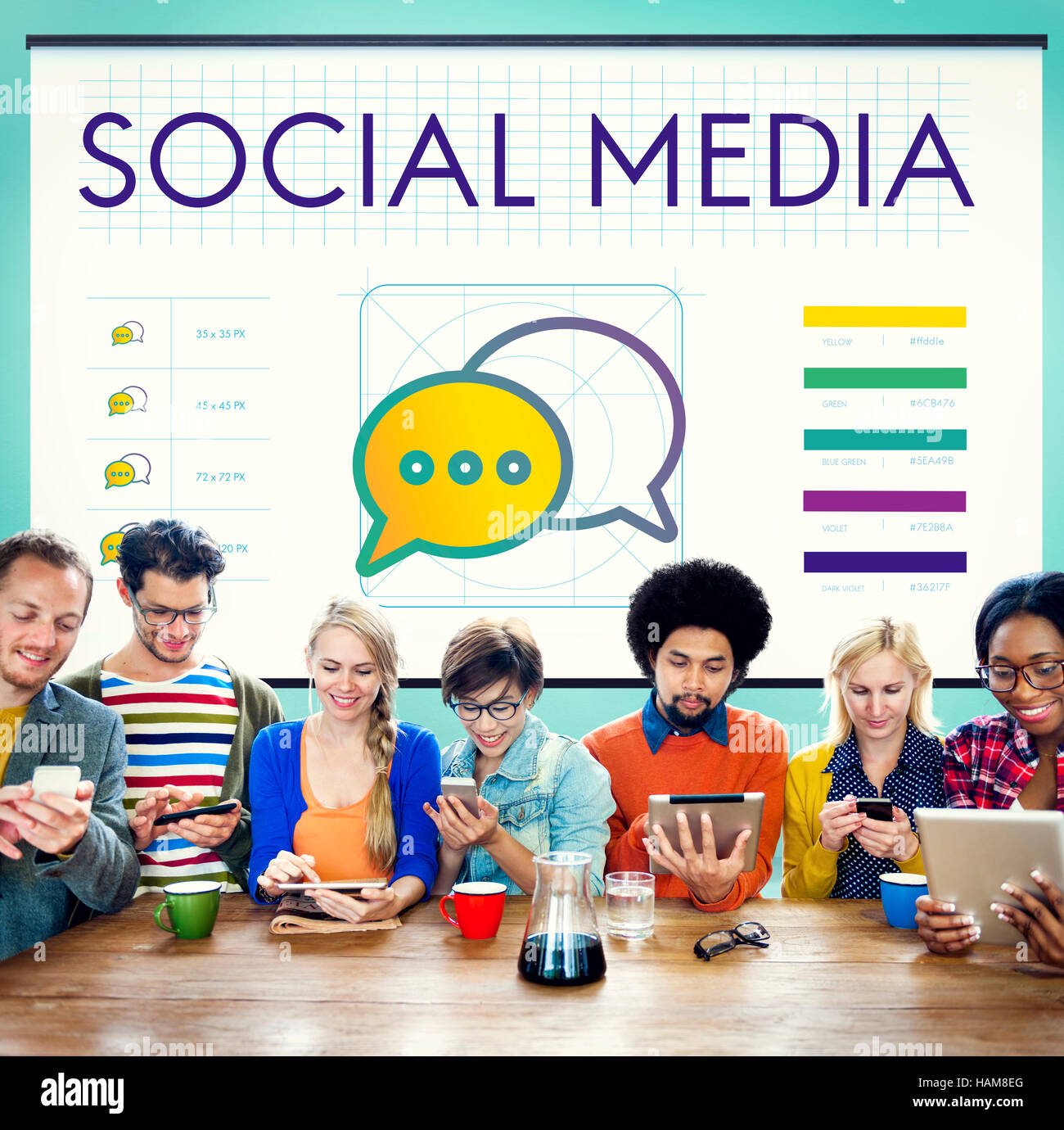 Social Media Speech Bubble Communication Concept Stock Photo - Alamy