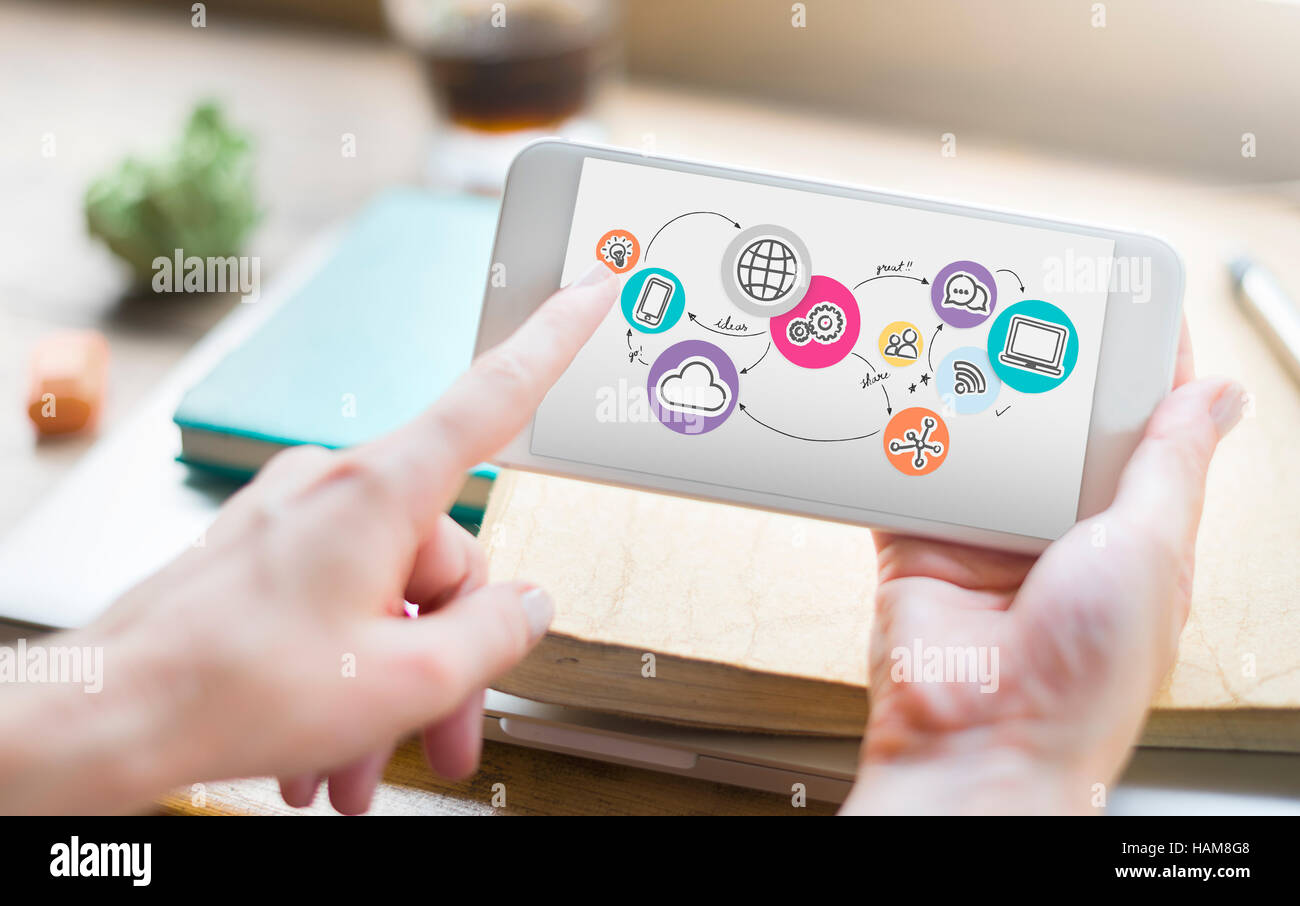 Technology Connection Digital Global Communication Icon Concept Stock ...