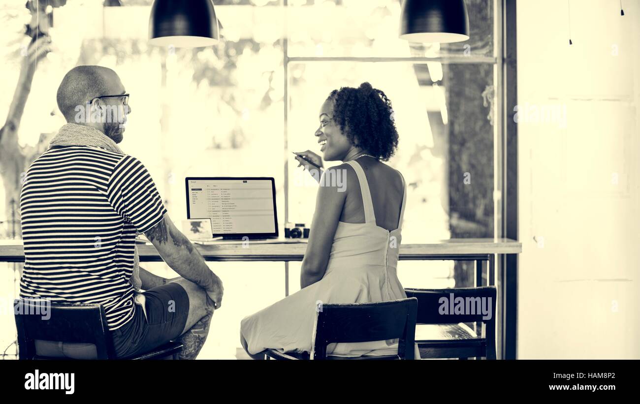 African Descent Correspondence Talking Strategy Concept Stock Photo - Alamy