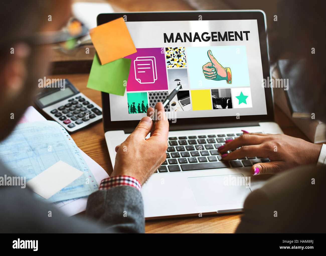 Marketing Achievement Branding Corporate Thumbs Up Concept Stock Photo ...