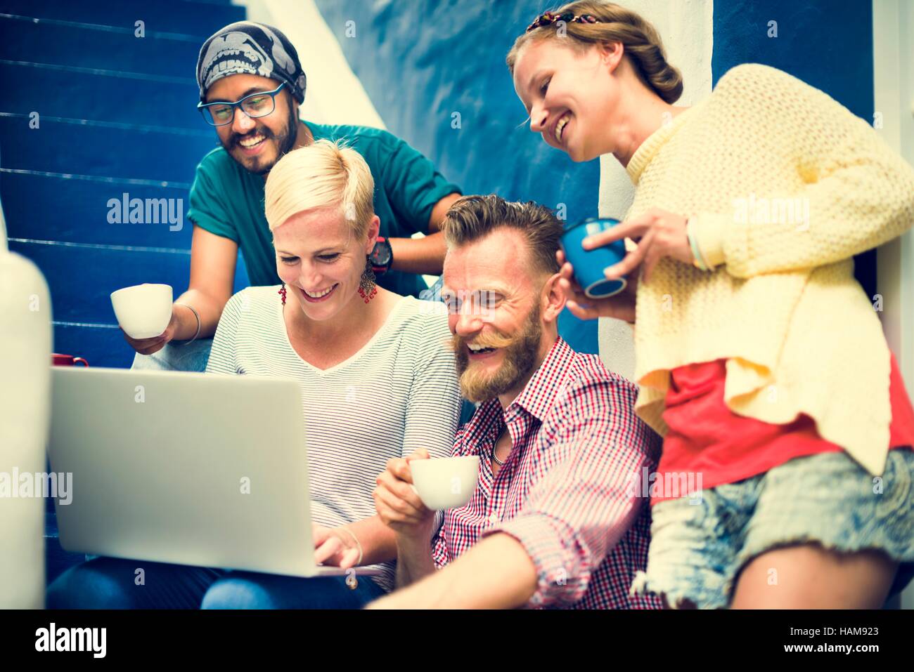 Group Of People Browsing Internet Concept Stock Photo - Alamy
