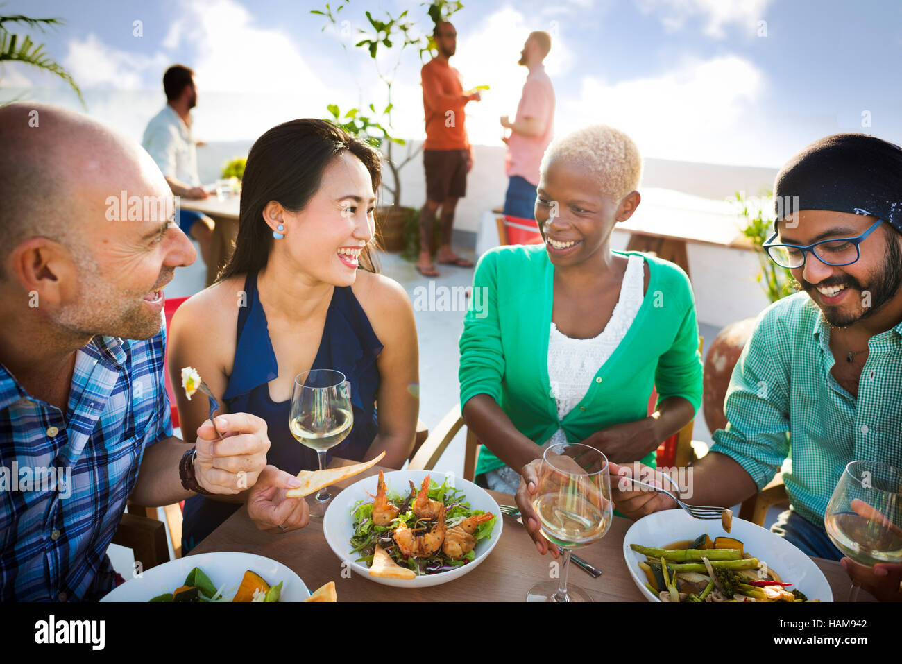 Group Of People Dining Concept Stock Photo - Alamy