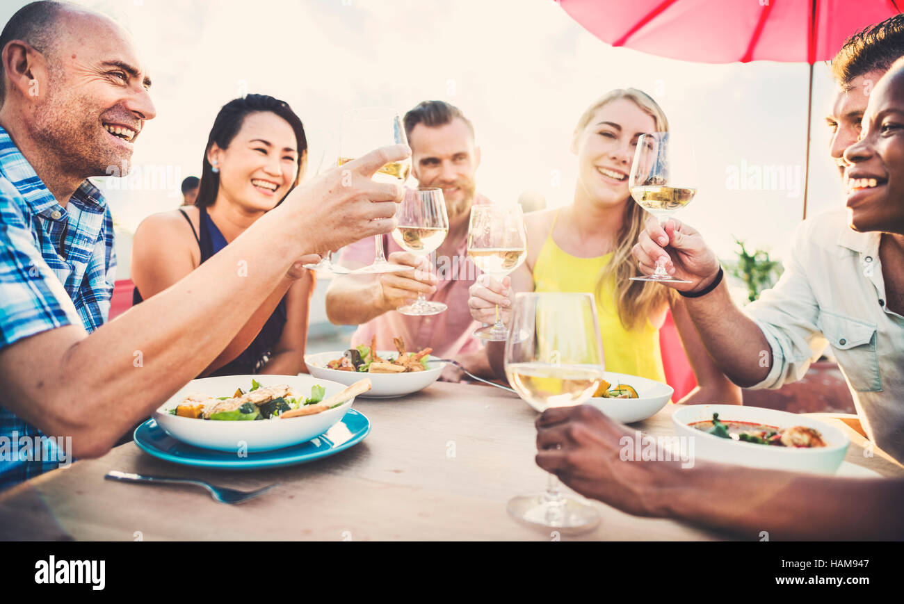 Group Of People Dining Concept Stock Photo - Alamy