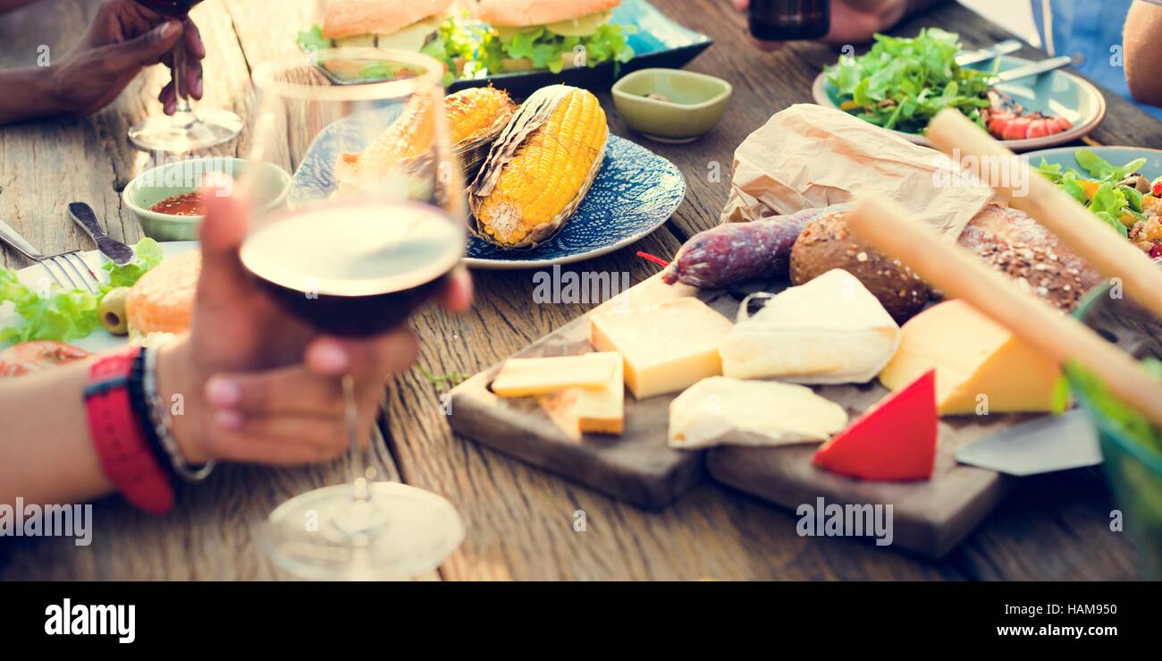 Dinner Table Food Outdoors Concept Stock Photo - Alamy