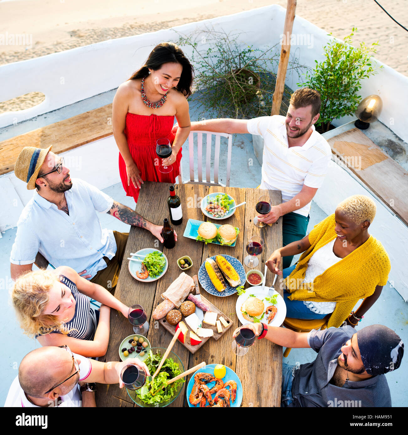 Group Of People Dining Concept Stock Photo - Alamy