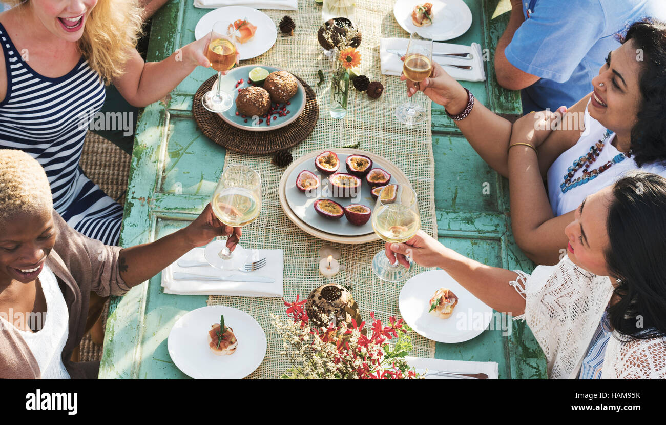 Group Of People Dining Concept Stock Photo - Alamy