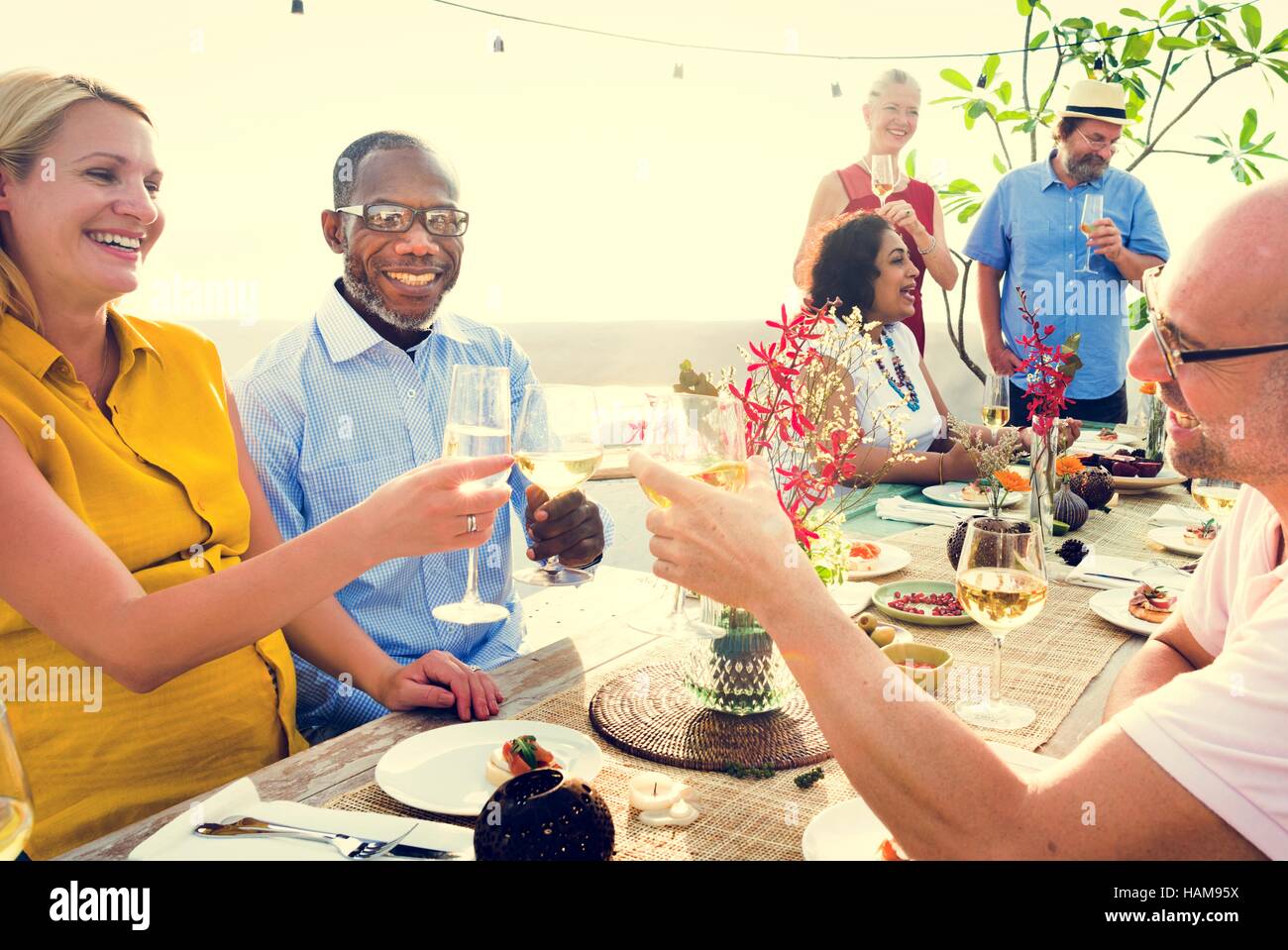 Group Of People Dining Concept Stock Photo - Alamy