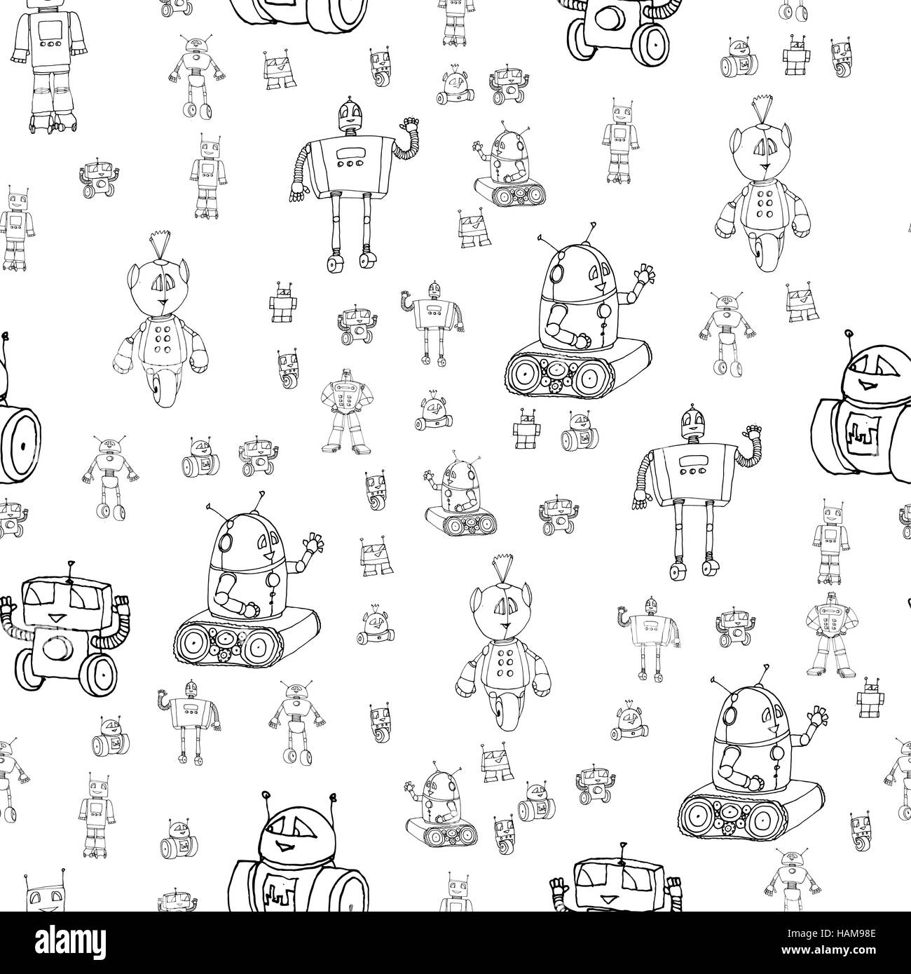 Robot doodles pattern Stock Vector Image & Art - Alamy