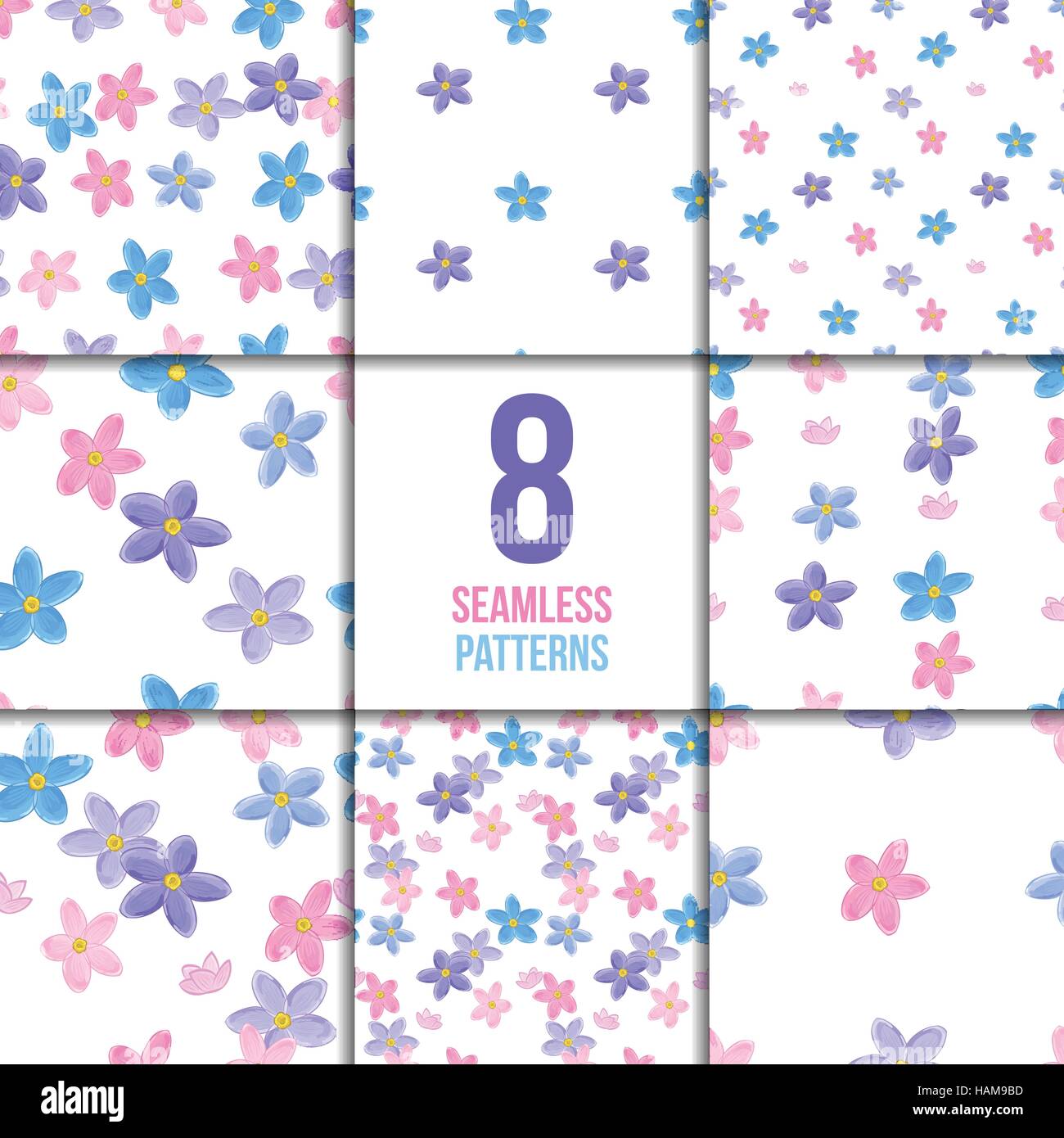 Seamless forget-me-not pattern set Stock Vector Image & Art - Alamy