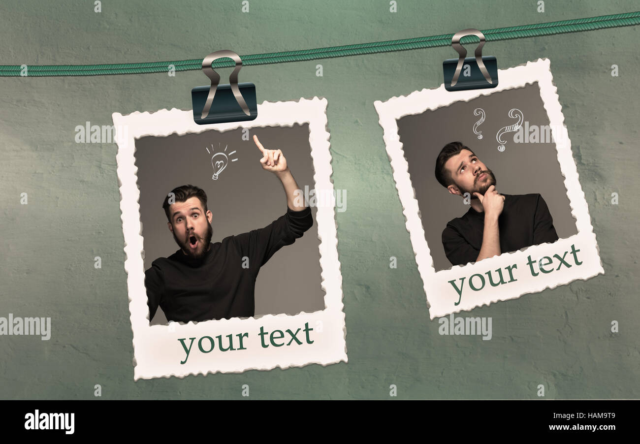 Portrait of young man with shocked facial expression Stock Photo - Alamy