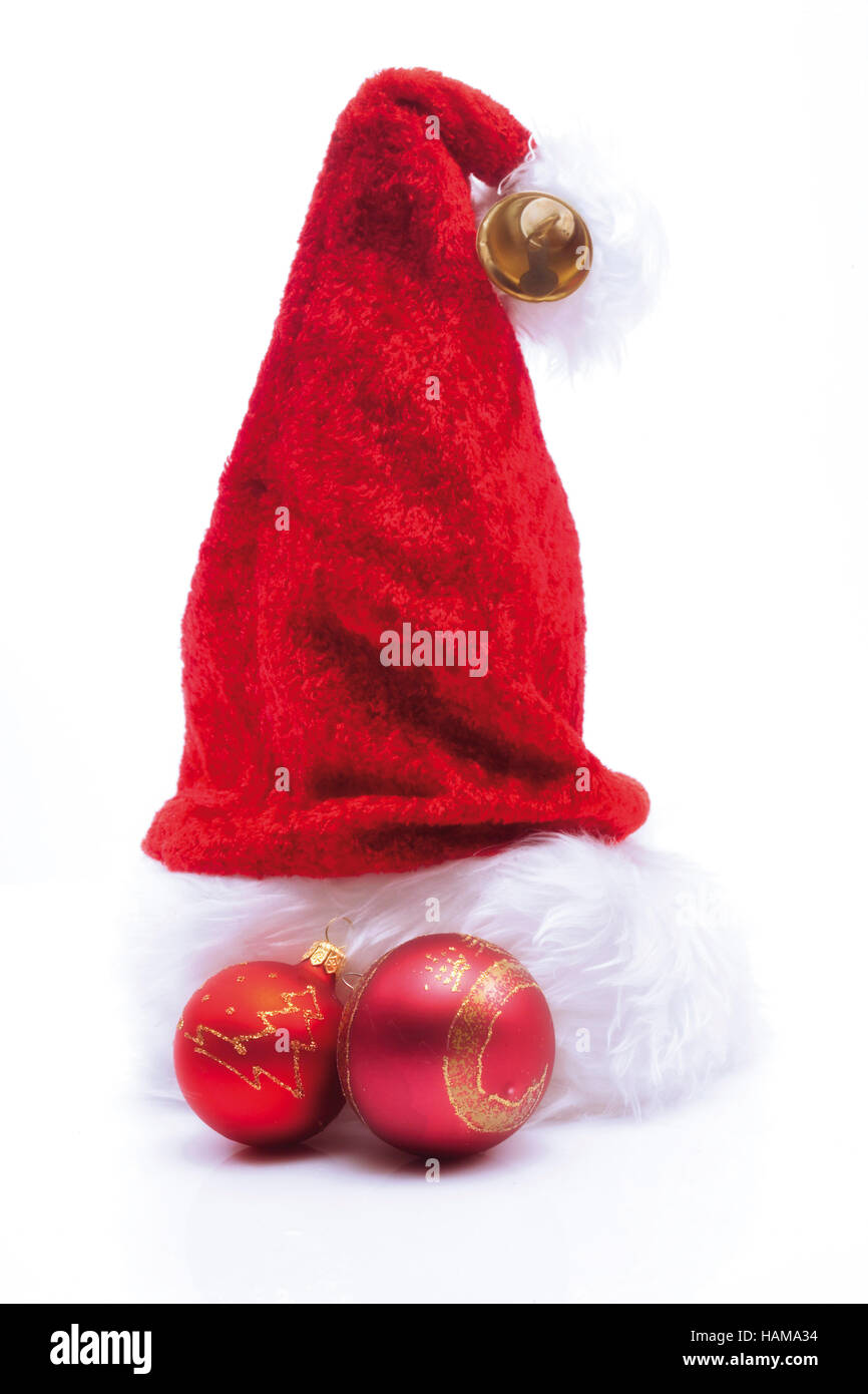 Christmas cap with Christmas tree baubles Stock Photo - Alamy