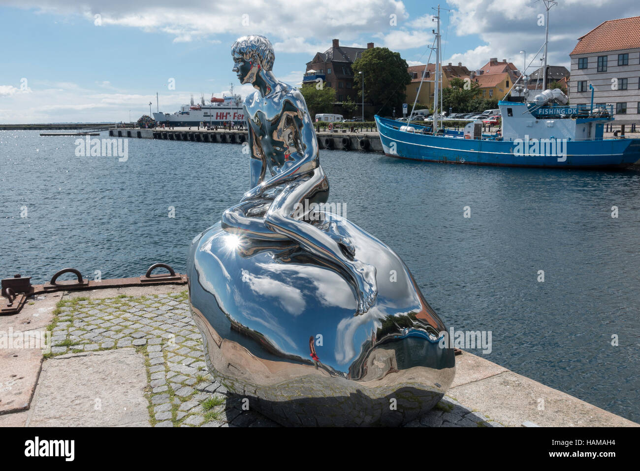 Sculpture of little merman Han, by artists Elmgreen and Dragset, at ...