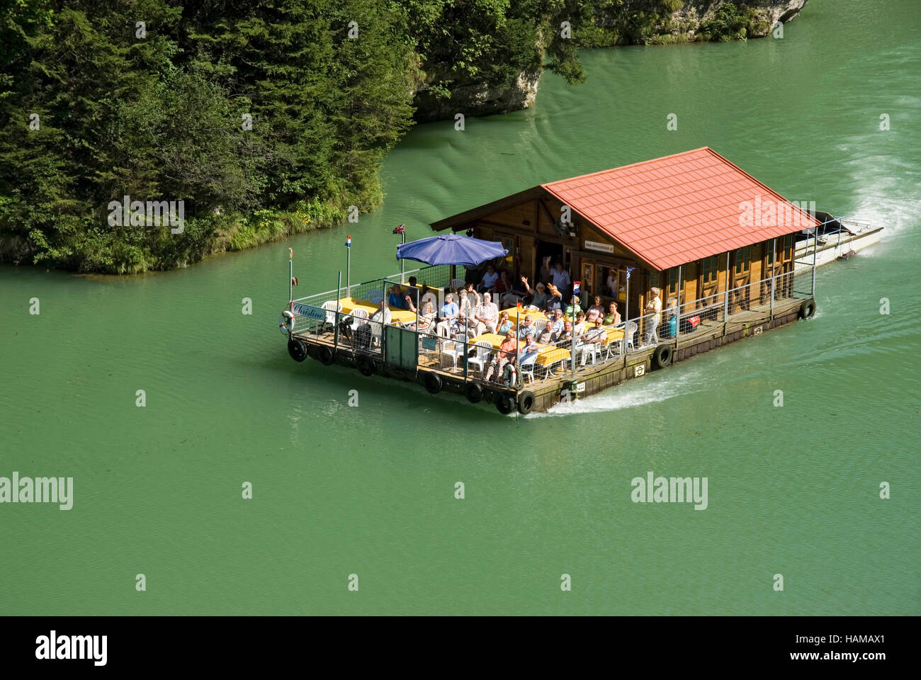 House boot on the Steyr River in Upper Austria, Europe Stock Photo - Alamy