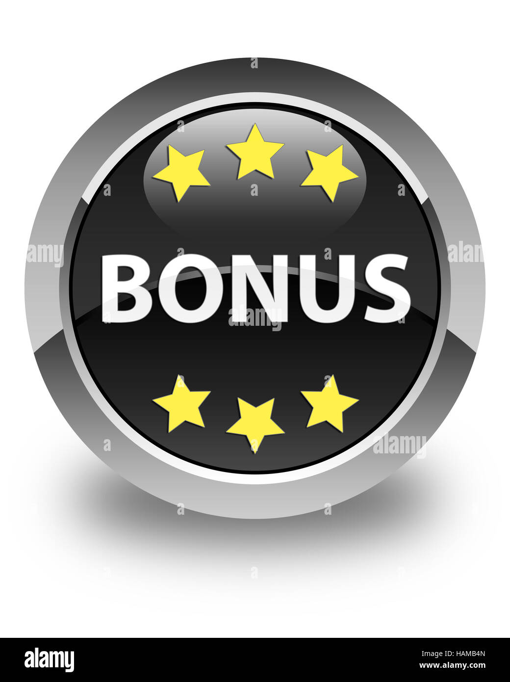 Bonus stars icon isolated on glossy black round button abstract ...