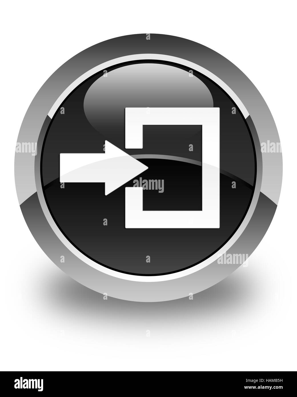 Login icon isolated on glossy black round button abstract illustration ...