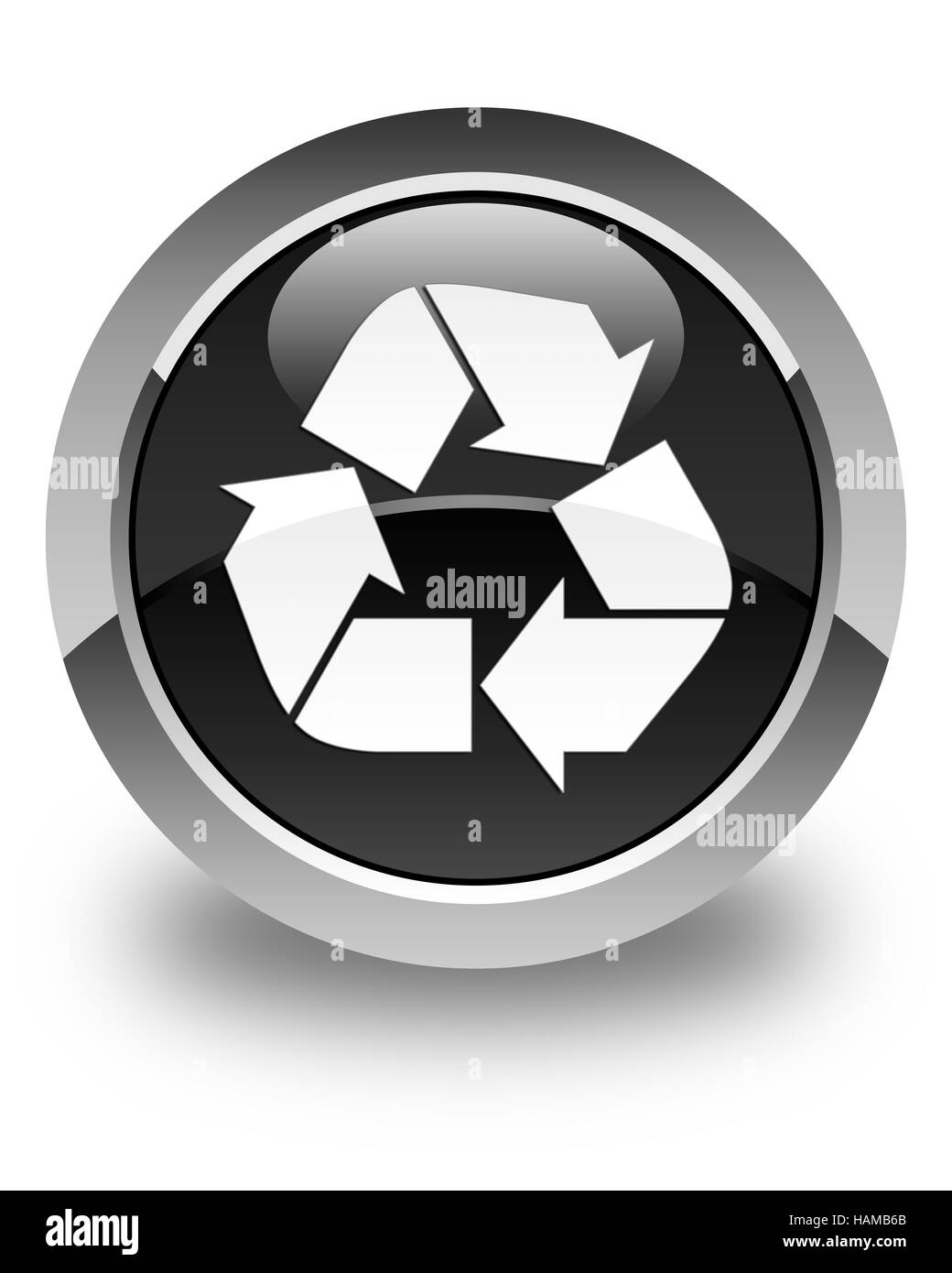 Recycle icon isolated on glossy black round button abstract ...