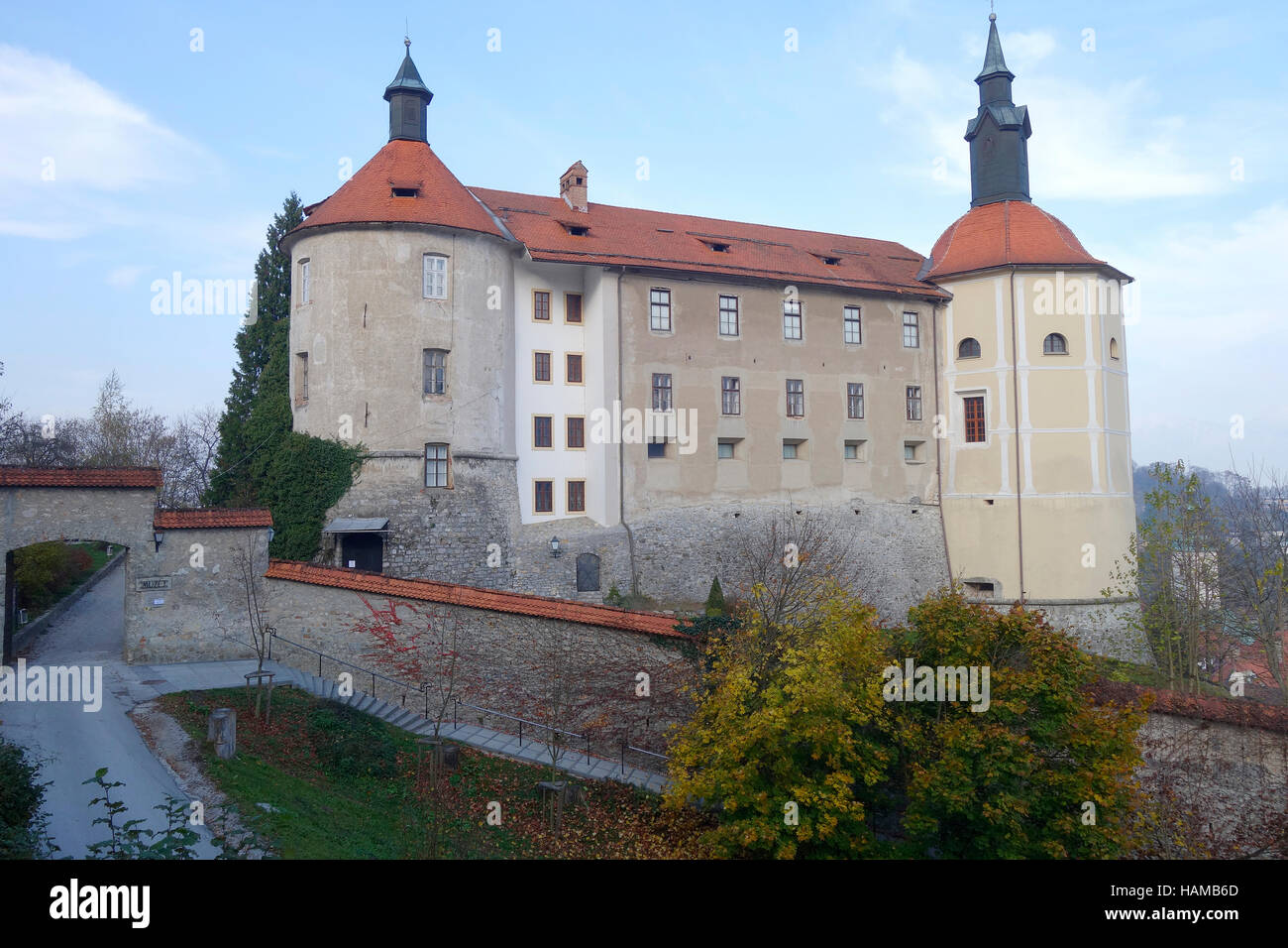 Medieval castle of Skofja Loka, Slovenia Stock Photo - Alamy