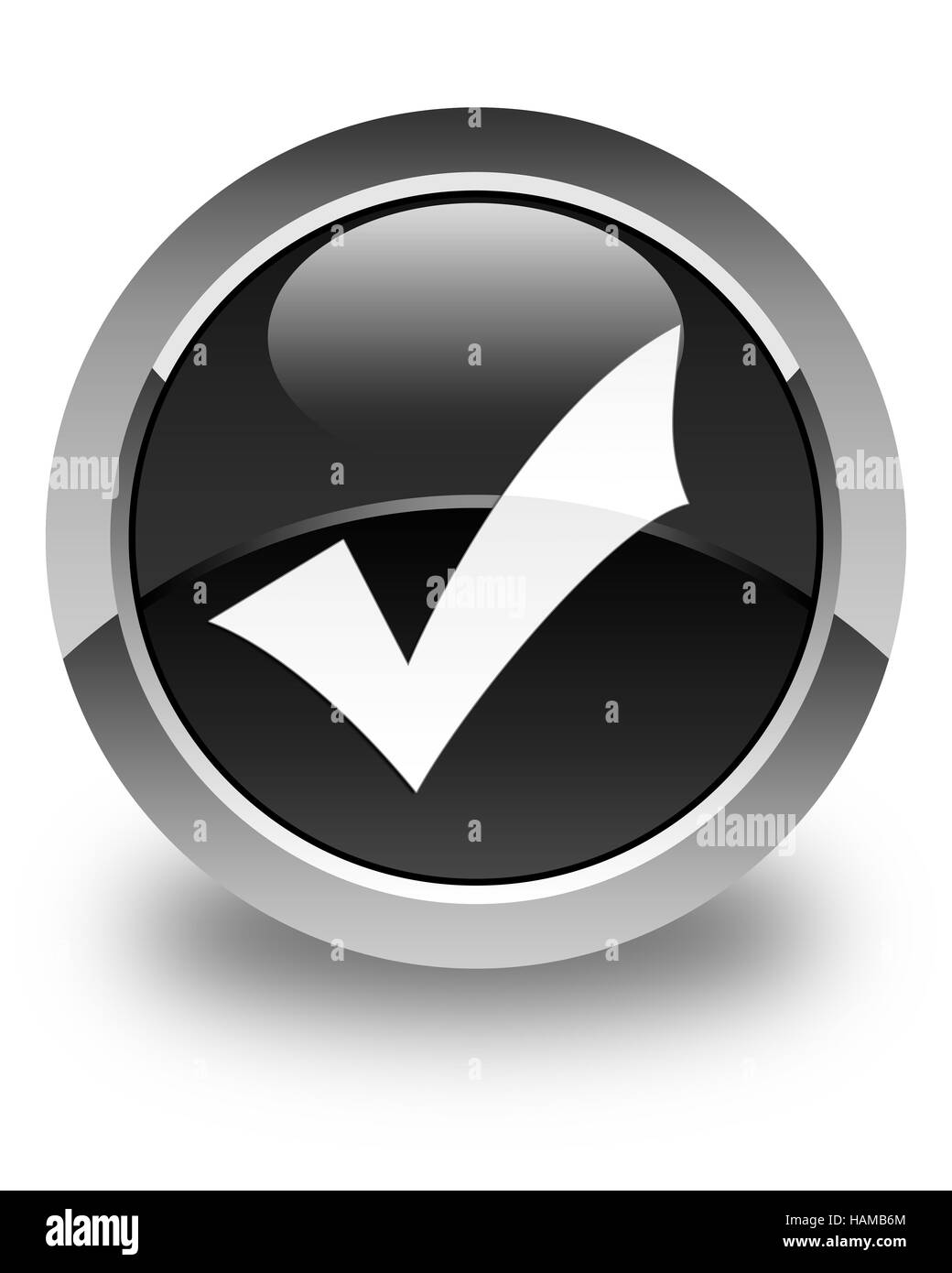 Validation icon isolated on glossy black round button abstract ...