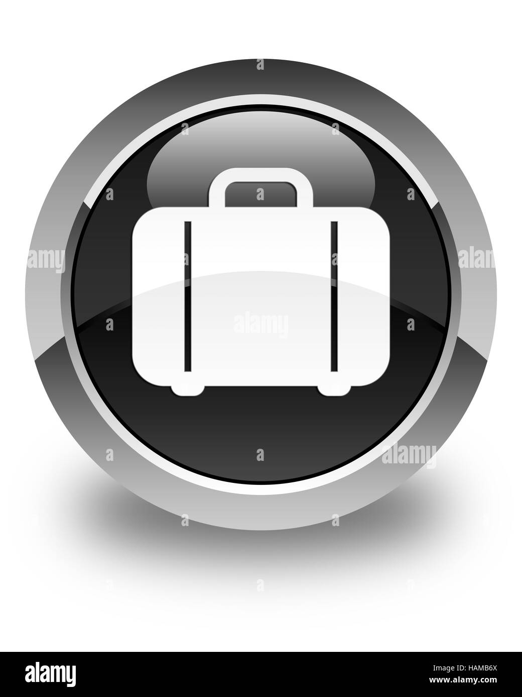 Bag icon isolated on glossy black round button abstract illustration ...