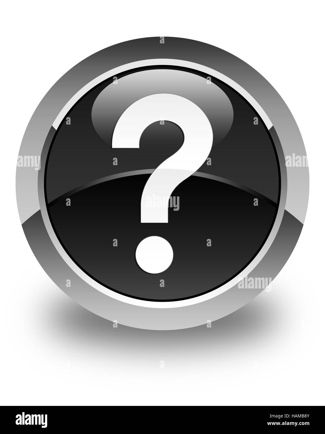 Question mark icon isolated on glossy black round button abstract ...