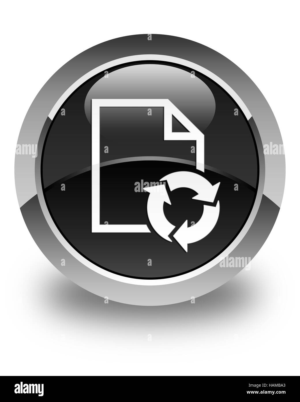 Document process icon isolated on glossy black round button abstract ...