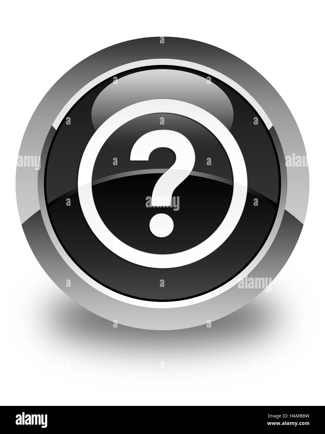 Question icon isolated on glossy black round button abstract ...