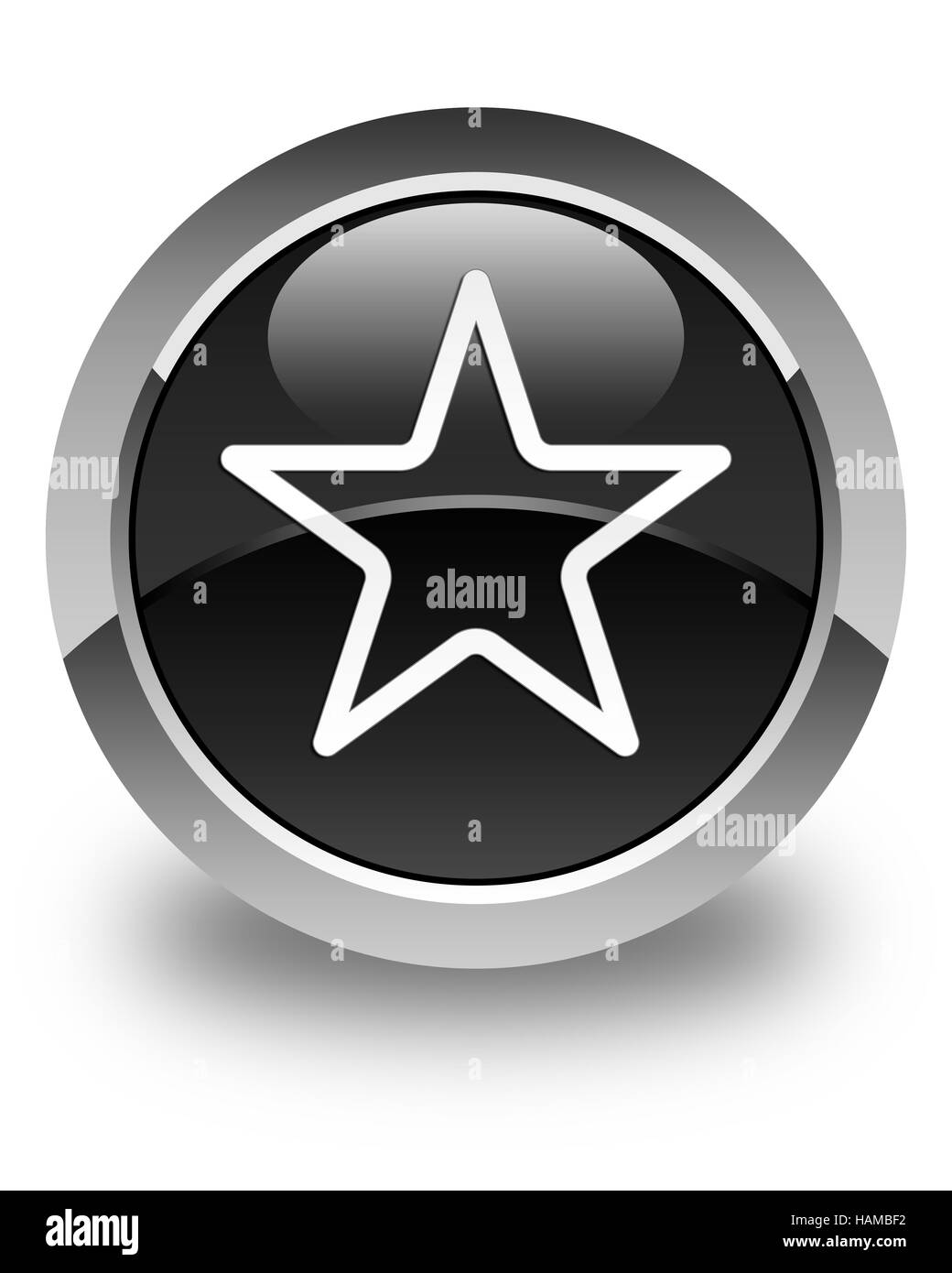 Star icon isolated on glossy black round button abstract illustration ...