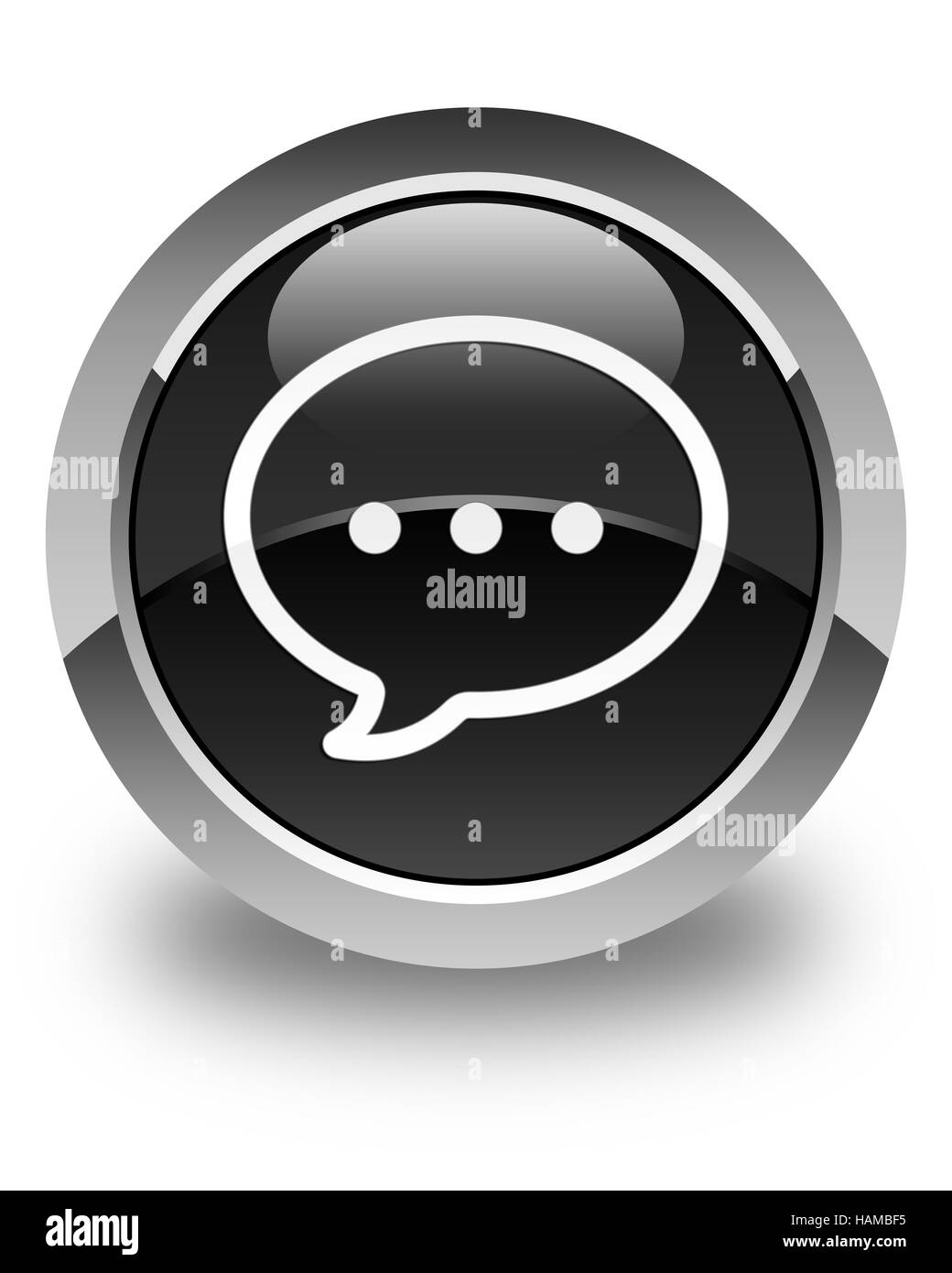 Talk bubble icon isolated on glossy black round button abstract ...