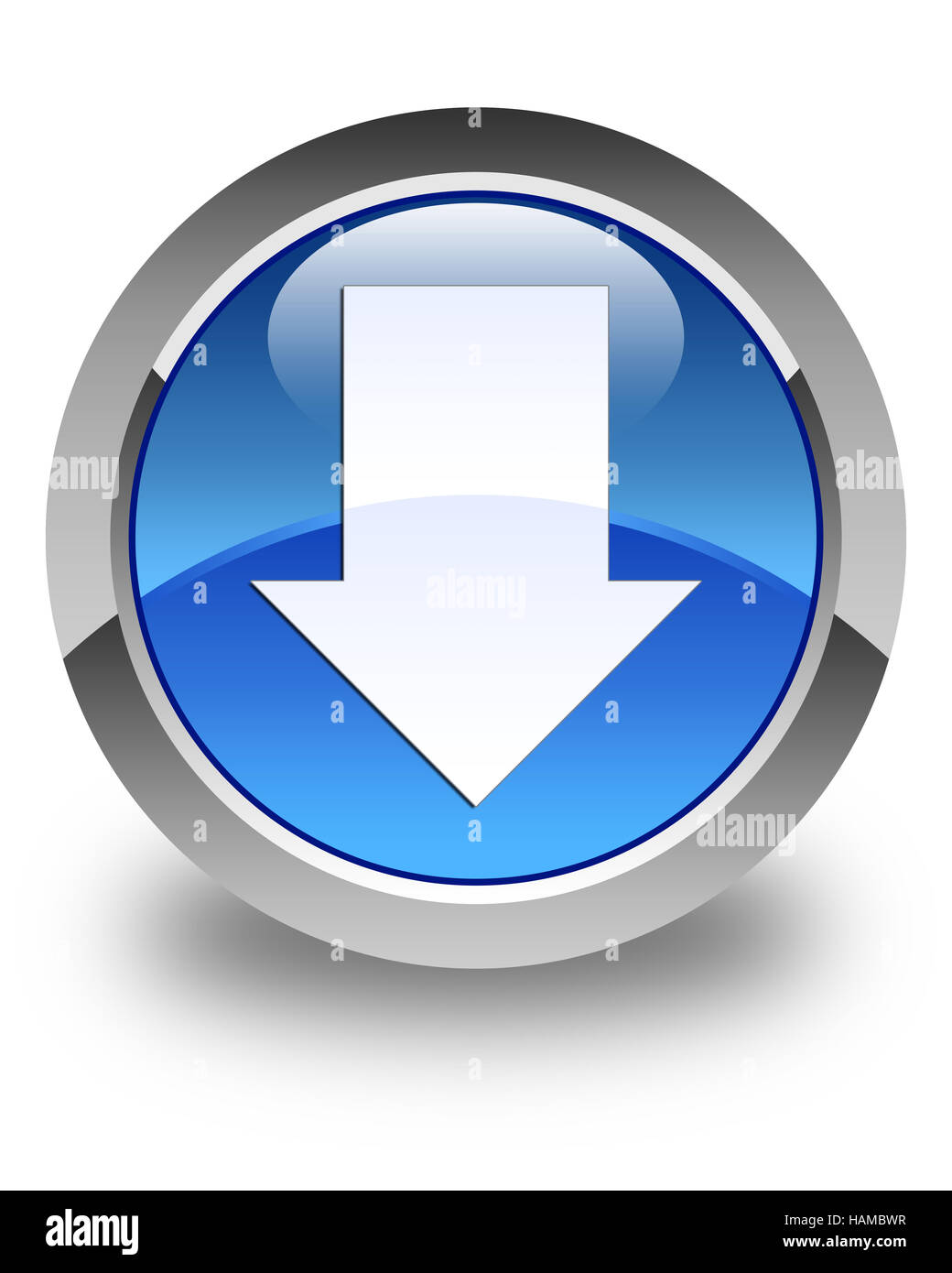 Download arrow icon isolated on glossy blue round button abstract ...
