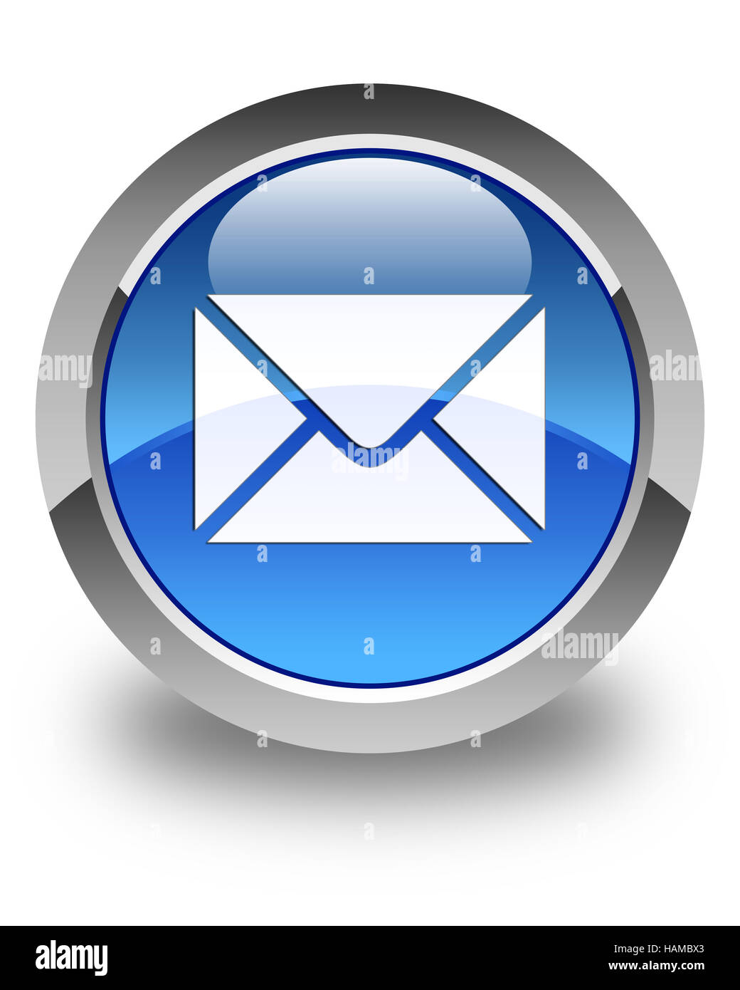 Email icon isolated on glossy blue round button abstract illustration ...