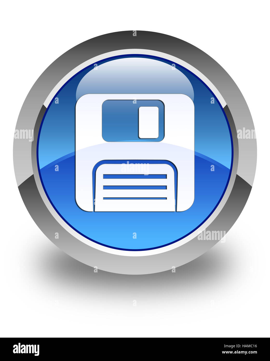Floppy disk icon isolated on glossy blue round button abstract ...