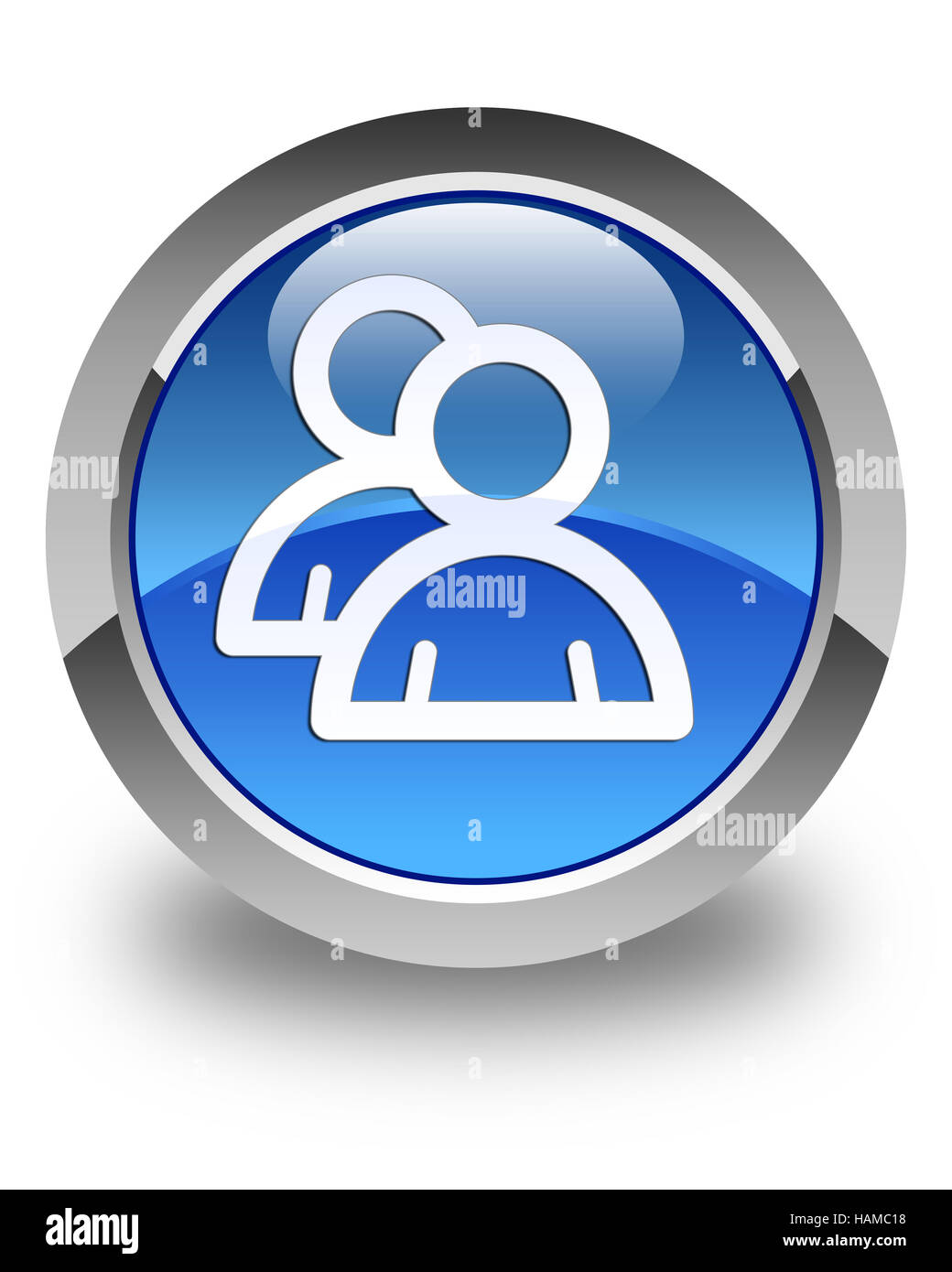 Group icon isolated on glossy blue round button abstract illustration ...