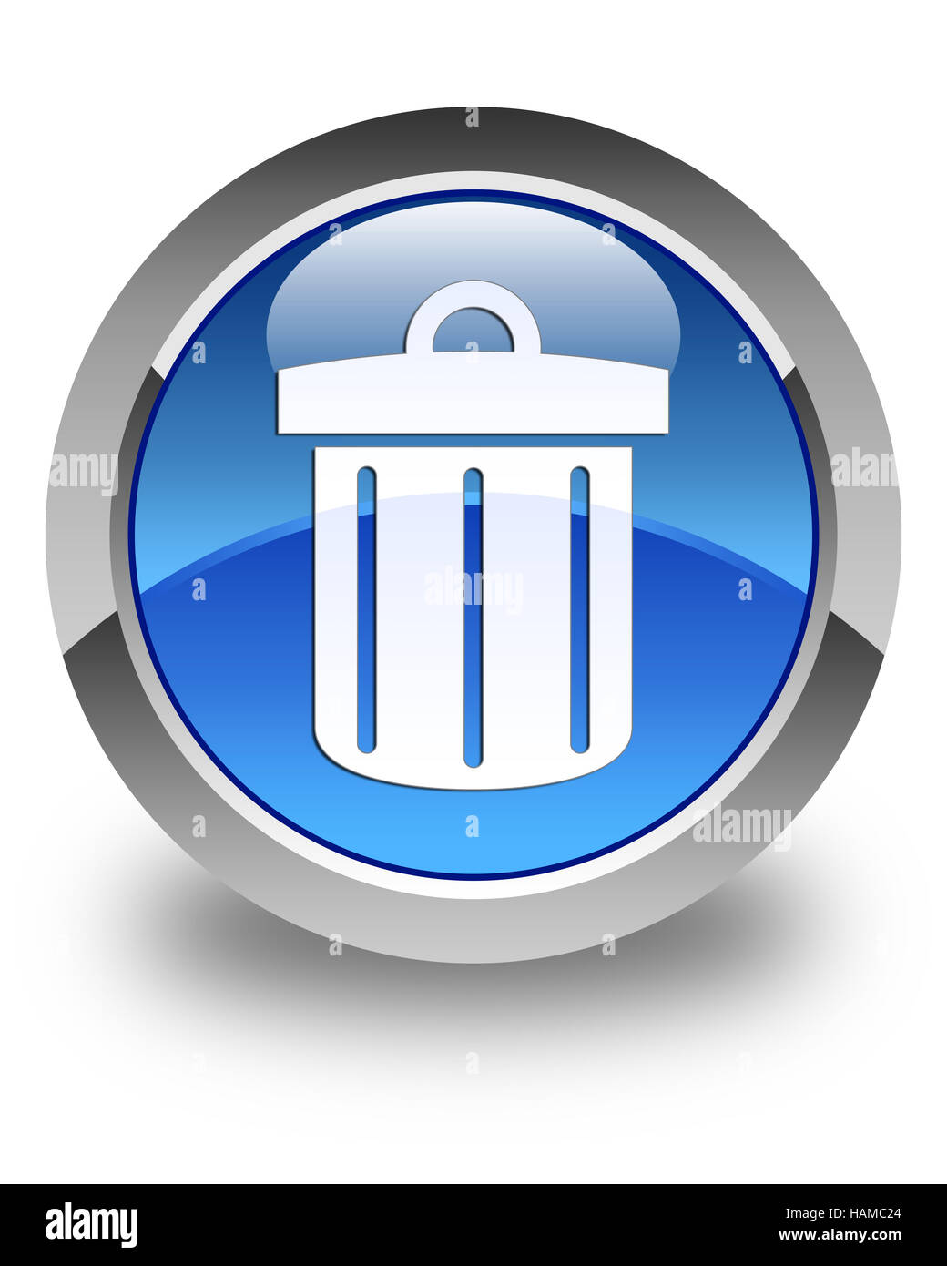 Recycle bin icon isolated on glossy blue round button abstract ...