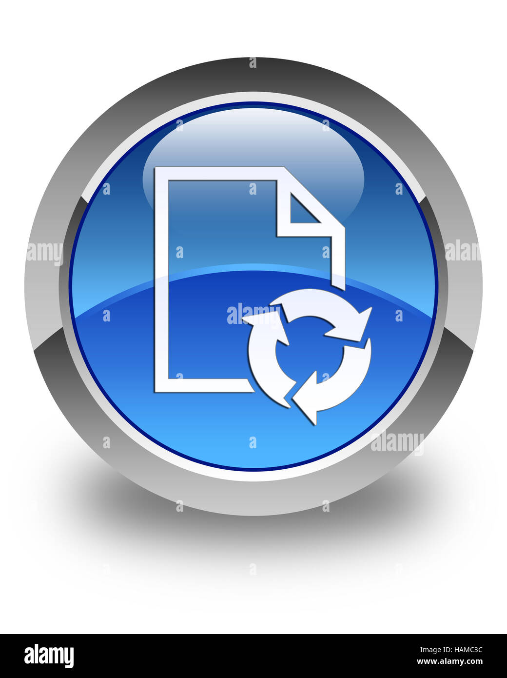 Document process icon isolated on glossy blue round button abstract ...