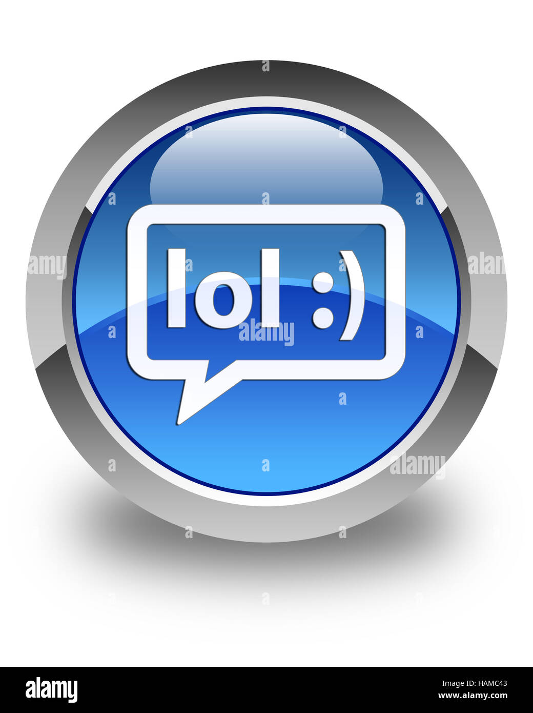 LOL bubble icon isolated on glossy blue round button abstract ...