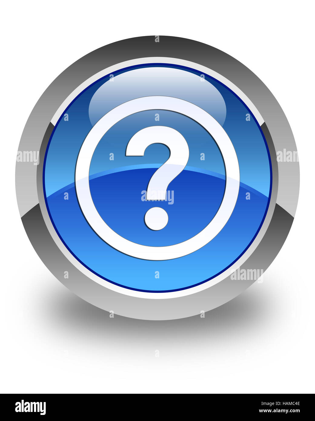 Question icon isolated on glossy blue round button abstract ...