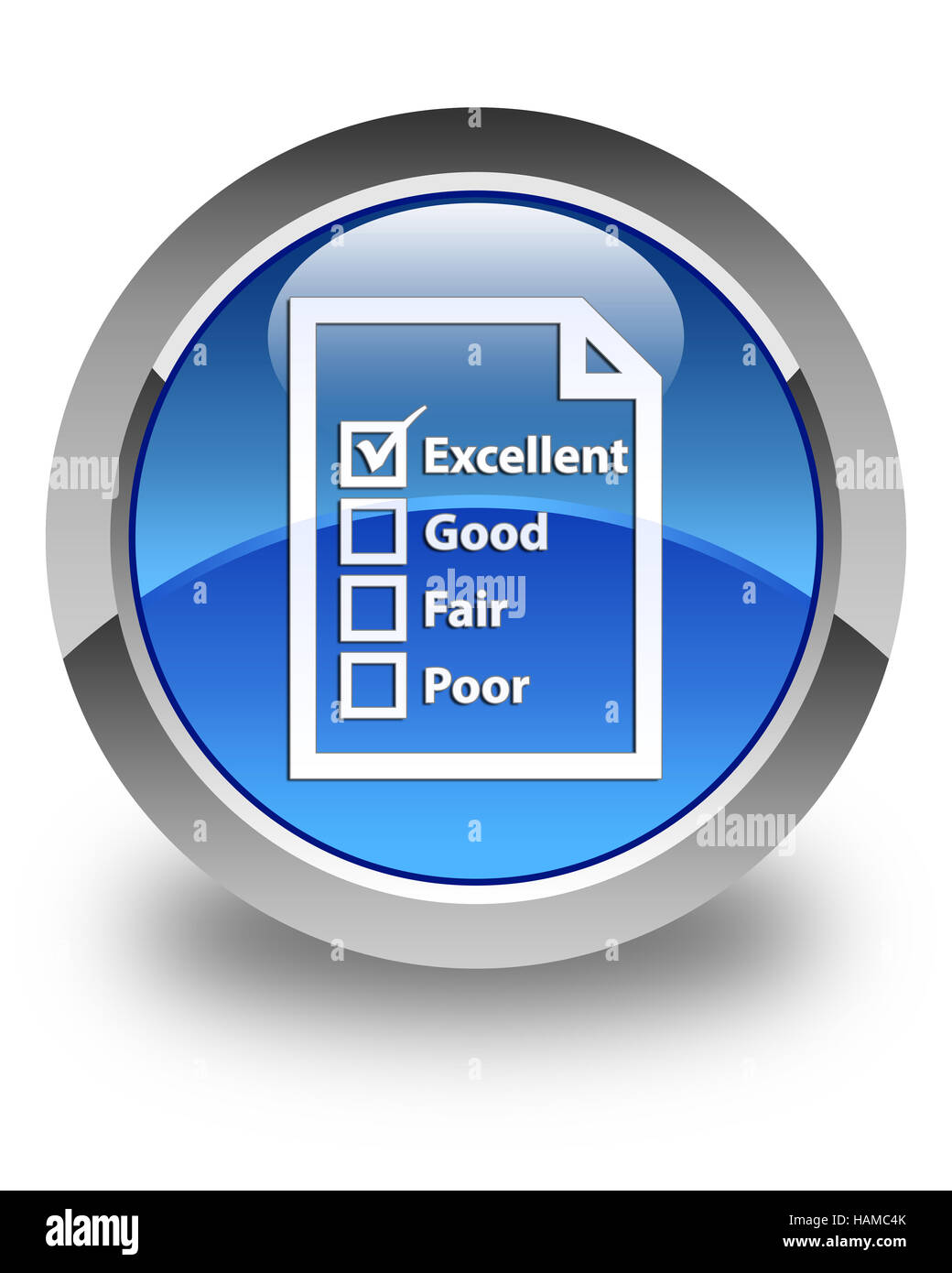Questionnaire icon isolated on glossy blue round button abstract ...