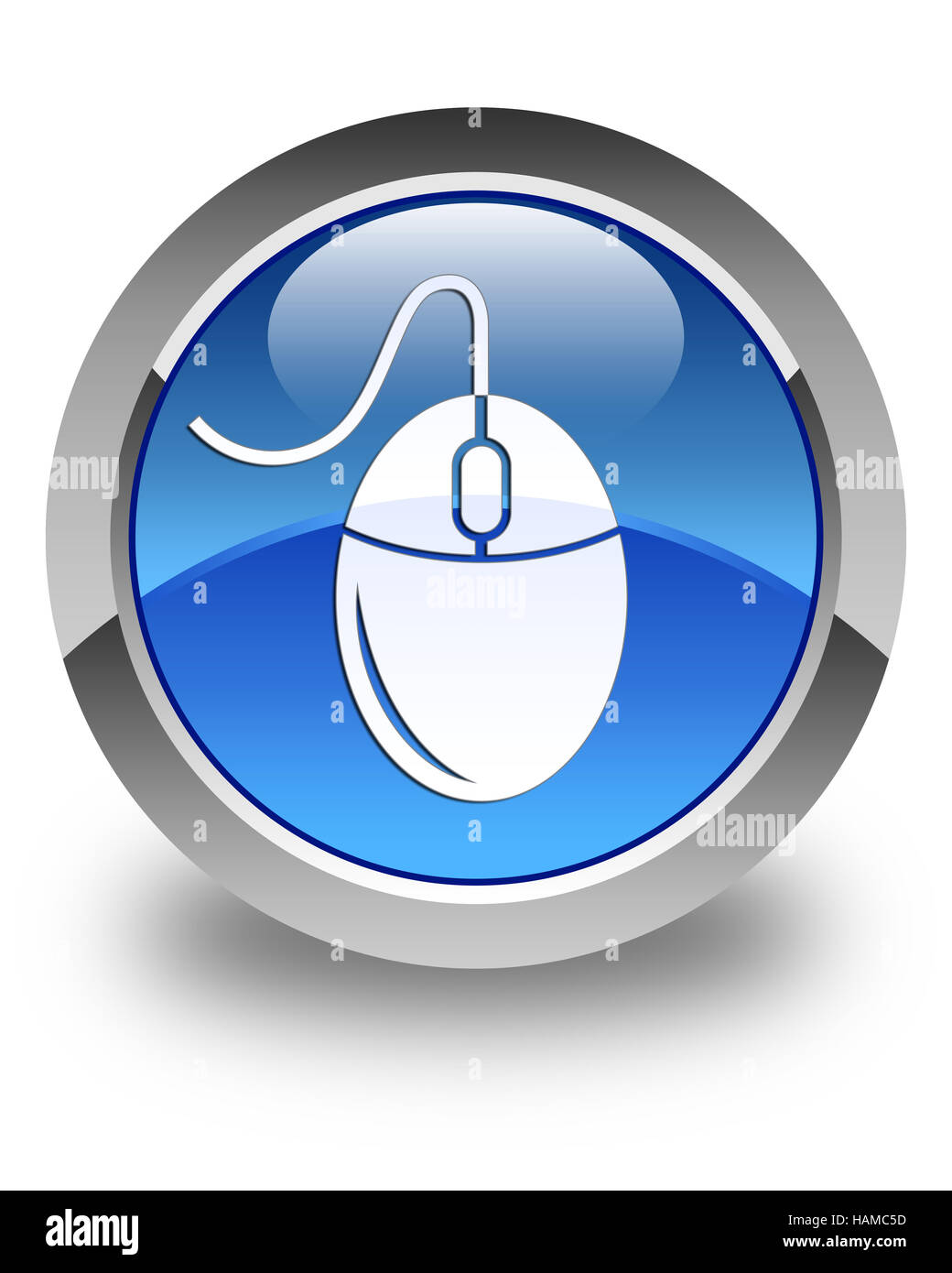 Mouse icon isolated on glossy blue round button abstract illustration ...
